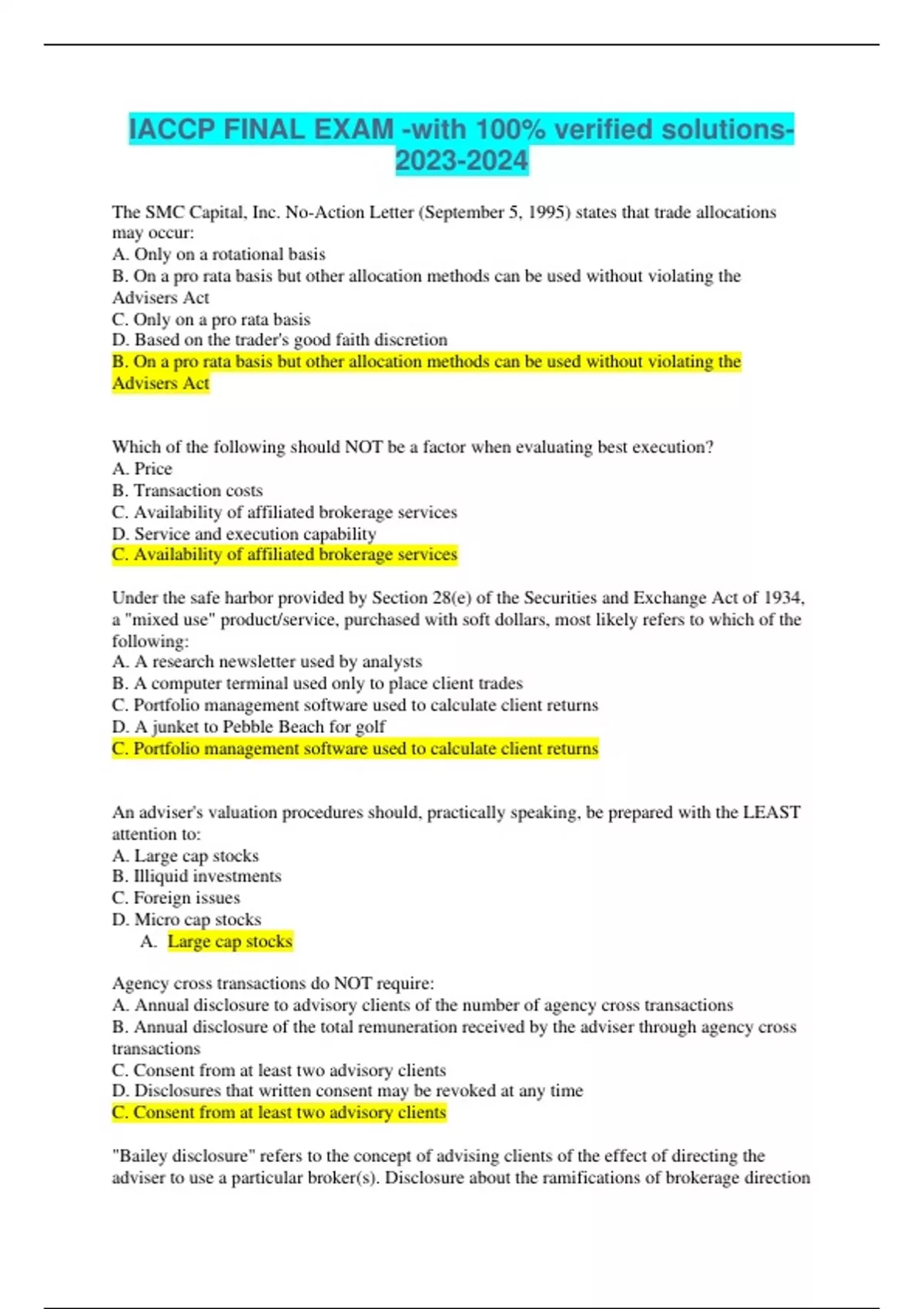 IACCP FINAL EXAM -with 100% verified solutions- - IACCP - Stuvia US