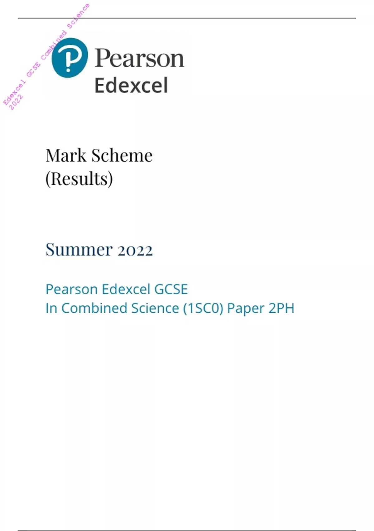 Edexcel GCSE Combined Science PAPER 6 Higher tier Physics 2022 mark ...