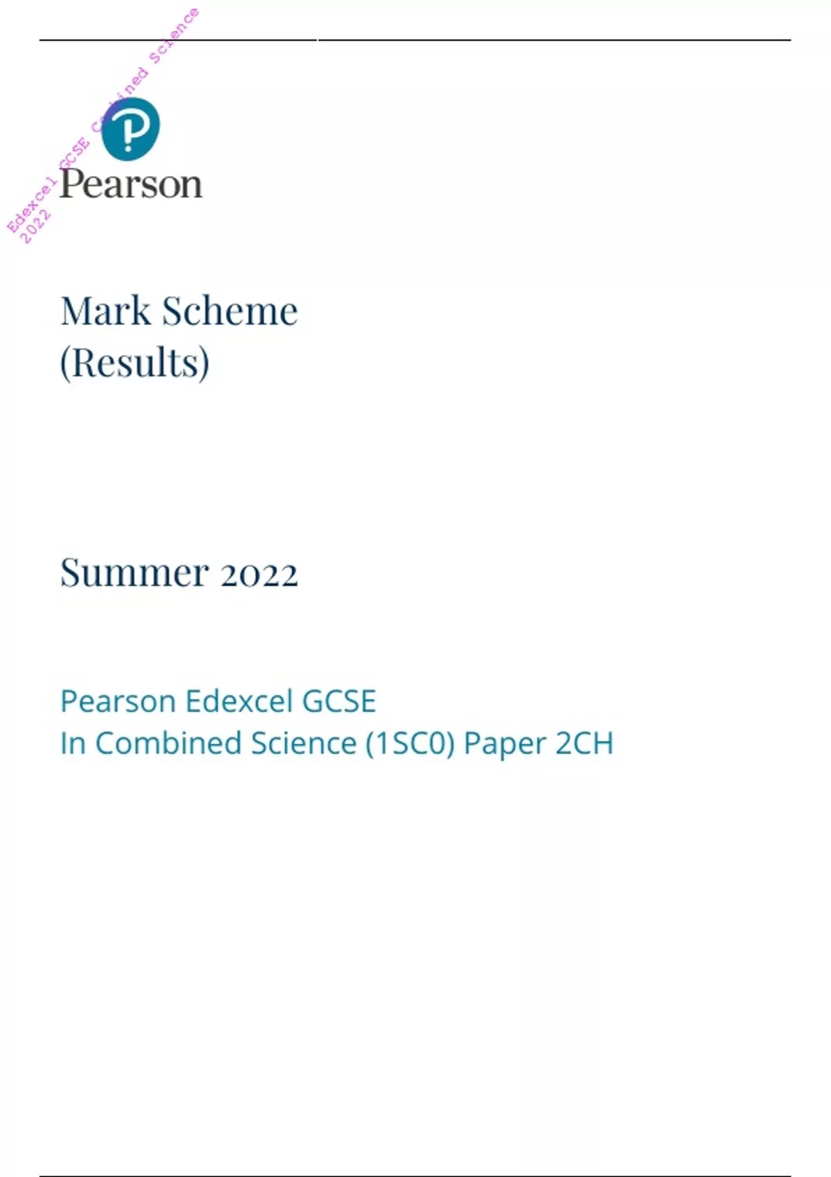 Edexcel GCSE Combined Science PAPER 5 Higher tier Chemistry 2022 mark ...