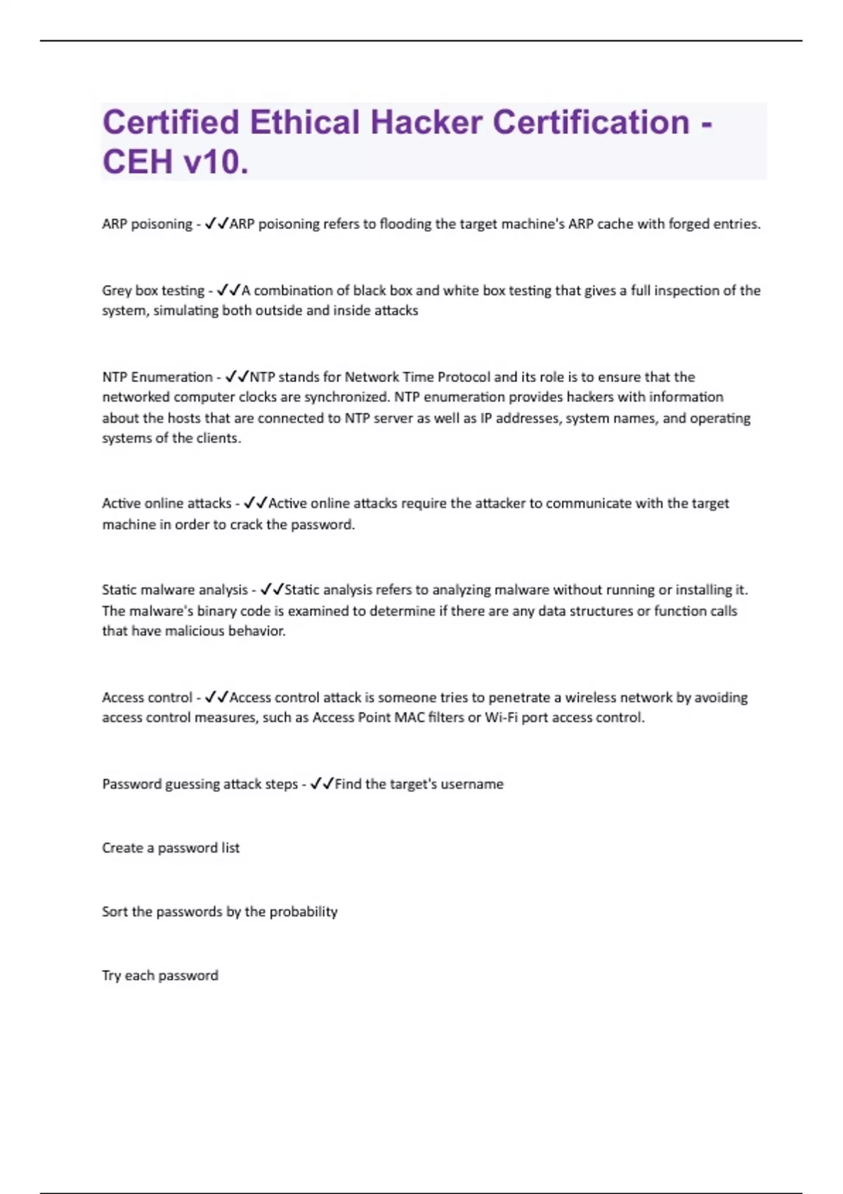 Certified Ethical Hacker Certification - CEH v10.| 271 Questions and ...