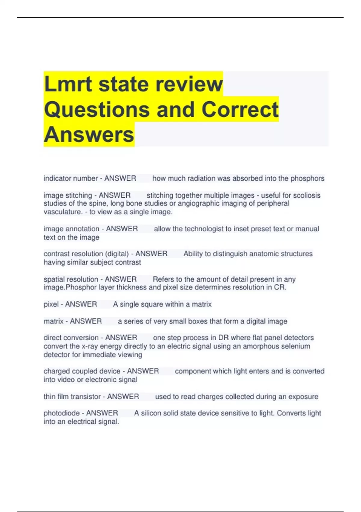 Lmrt state review Questions and Correct Answers - Lmrt - Stuvia US