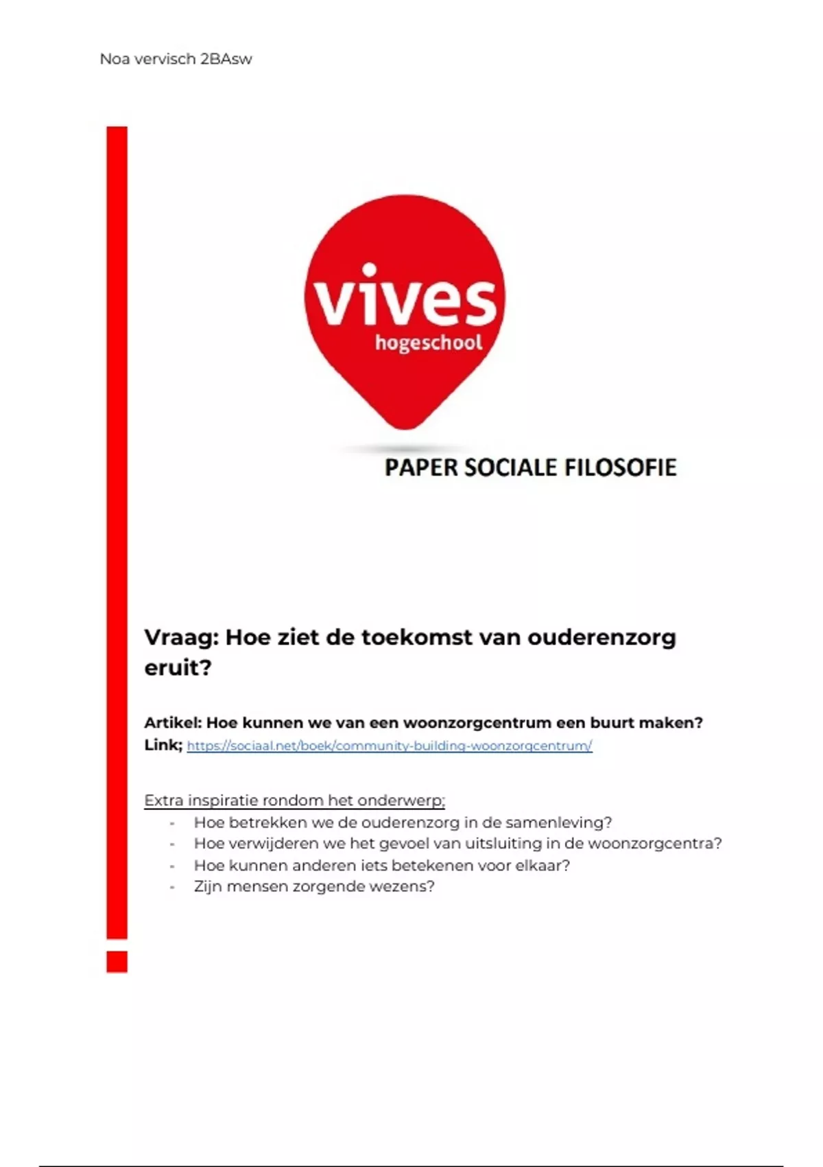 Examenopdracht sociale filosofie - Sociale Filosofie (V5F084) - Stuvia BE