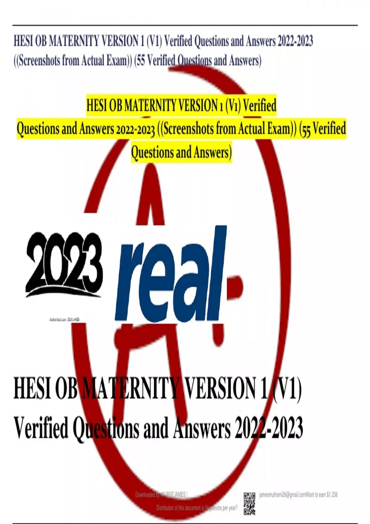 HESI OB MATERNITY VERSION 1 (V1) Verified Questions and Answers ...
