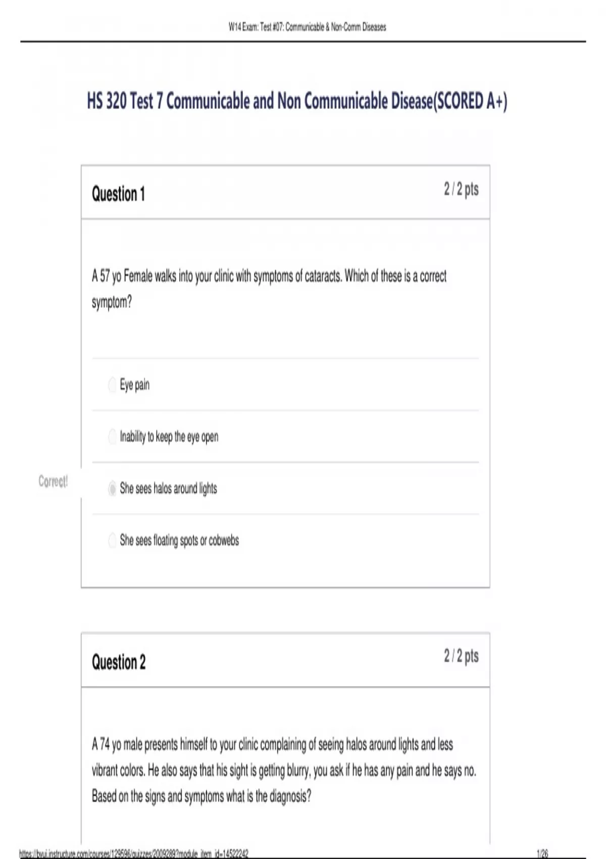 HS 320 Test 7 Communicable and Non Communicable Disease(SCORED A+ ...