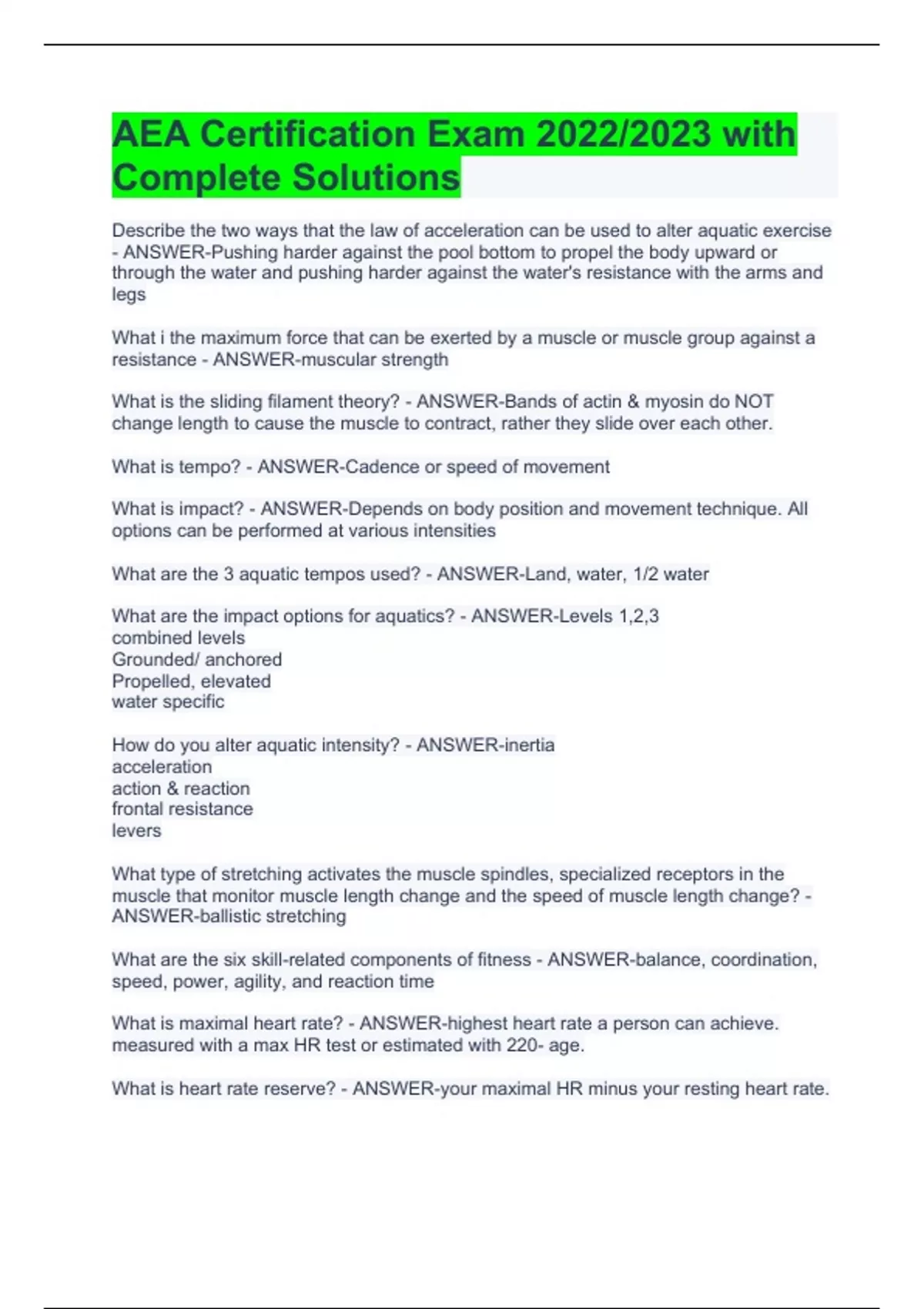 AEA Certification Exam 2022/2023 with Complete Solutions - AEA ...