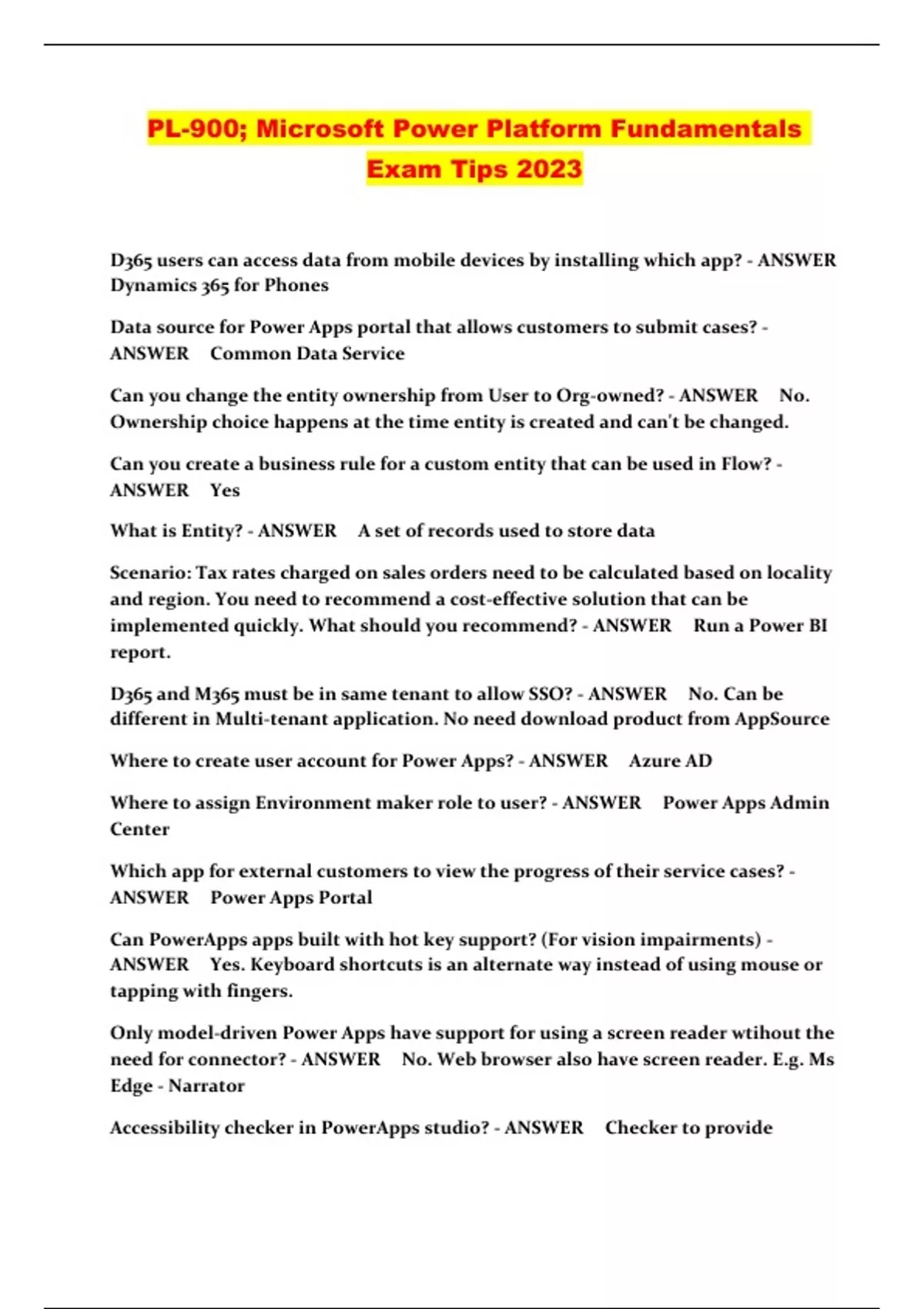 PL-900: Microsoft Power Platform Fundamentals Exam Tips 2023 - PL-900: Microsoft Power Platform ...