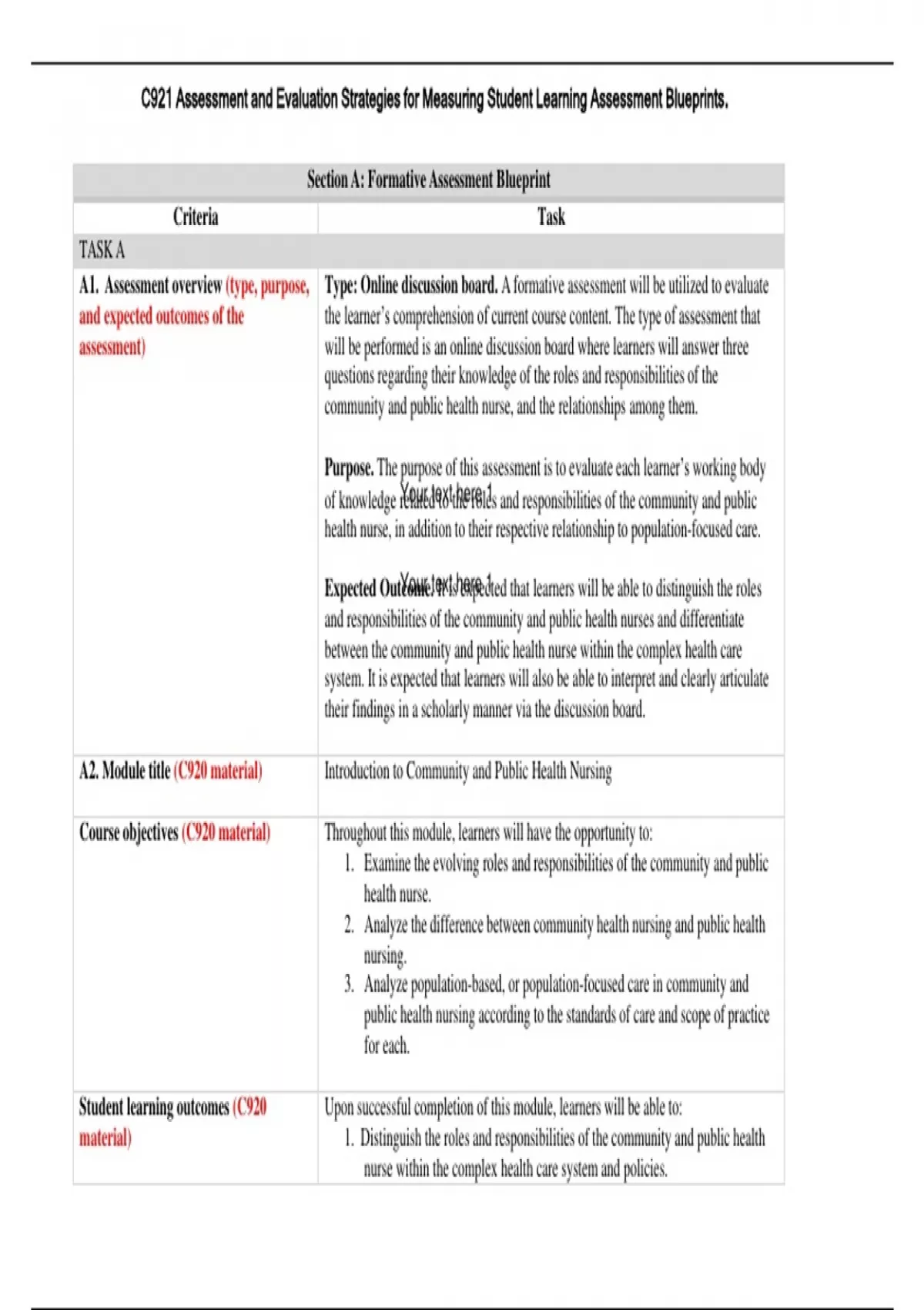 C921 Assessment and Evaluation Strategies for Measuring Student ...