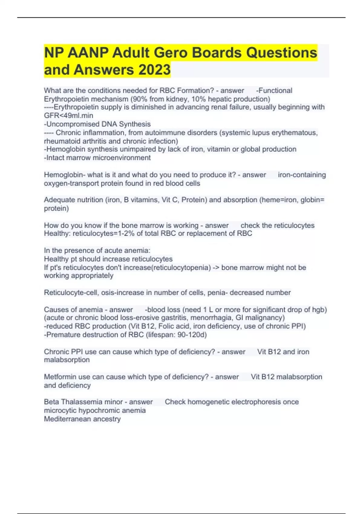 NP AANP Adult Gero Boards Questions and Answers 2023 - Agnp - Stuvia US