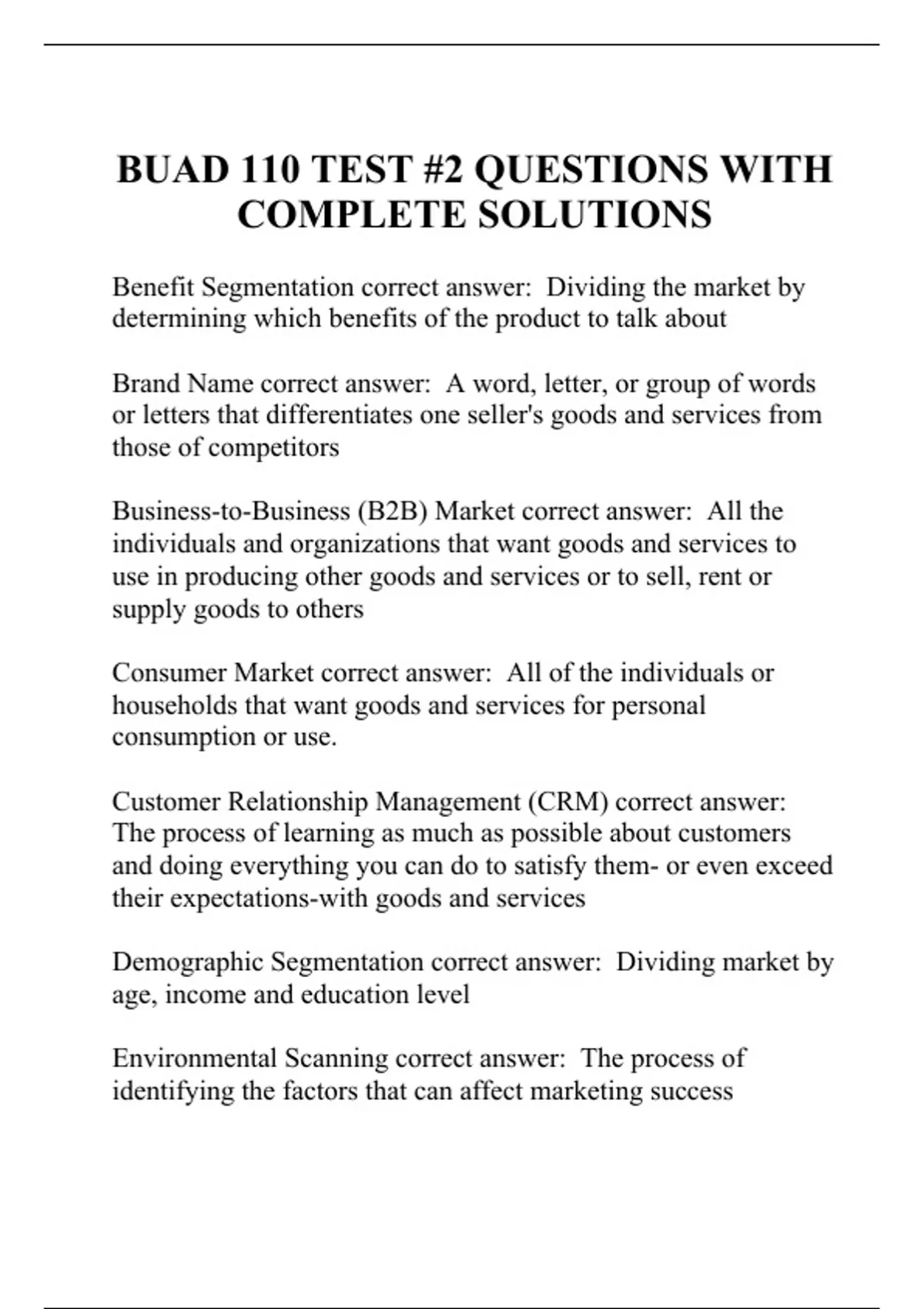 BUAD 110 TEST COMPILATION BUNDLE - Stuvia US