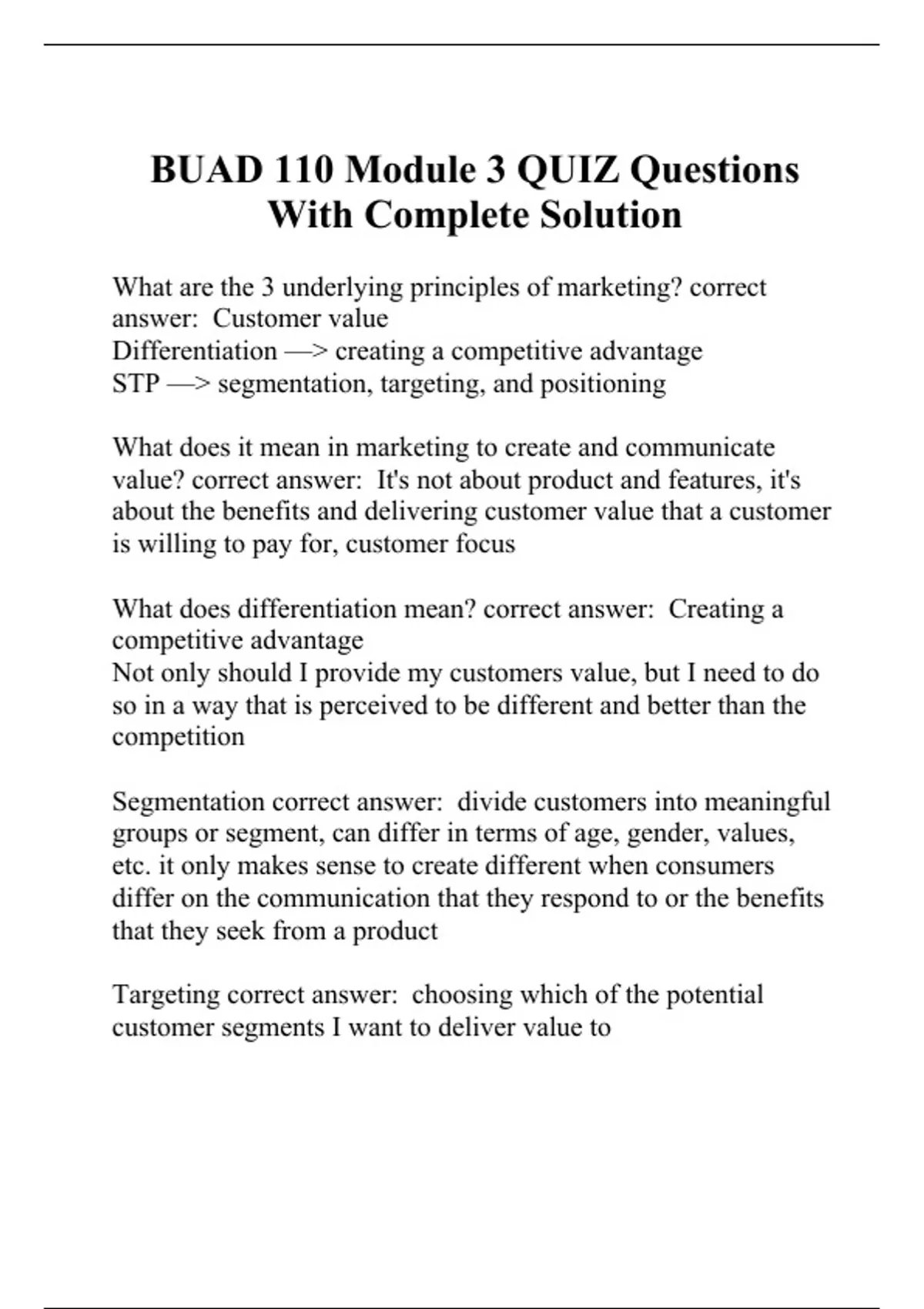 BUAD 110 Module 3 QUIZ Questions With Complete Solution - BUAD 110 ...