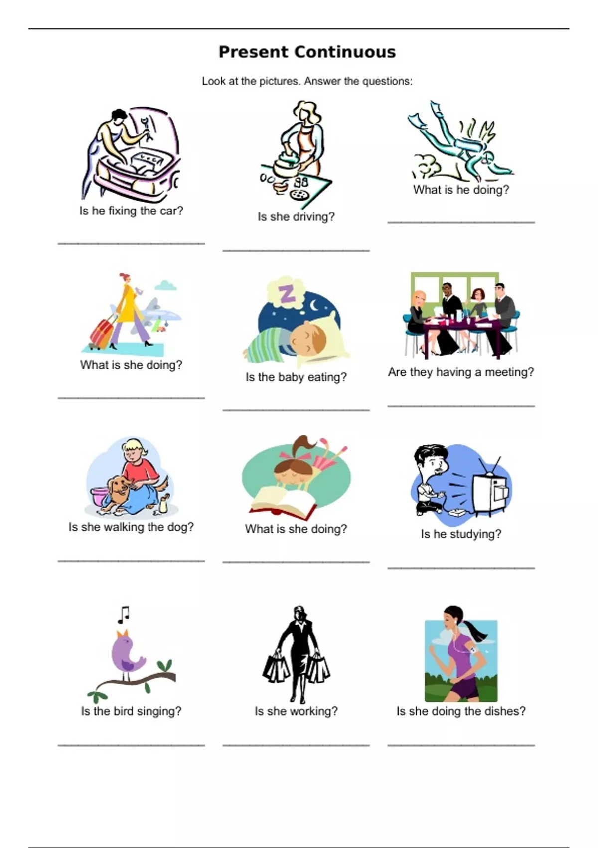 PRESENT CONTINUOUS WORKSHEET - English - Stuvia US