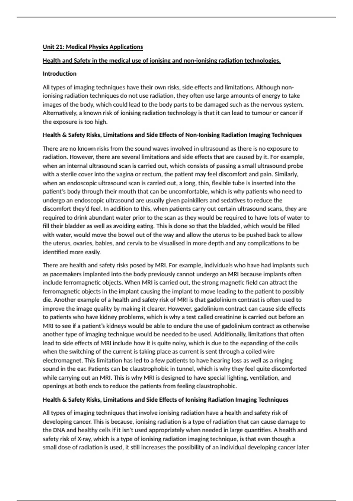 Unit 21 Assignment 2 Distinction Learning Aim C Unit 21 Medical Physics Applications