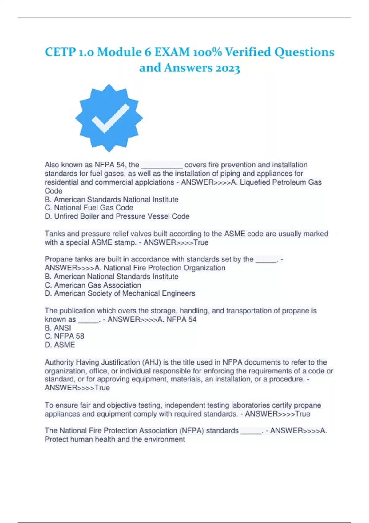 CETP 1.0 Module 6 EXAM 100% Verified Questions and Answers 2023 - CETP ...