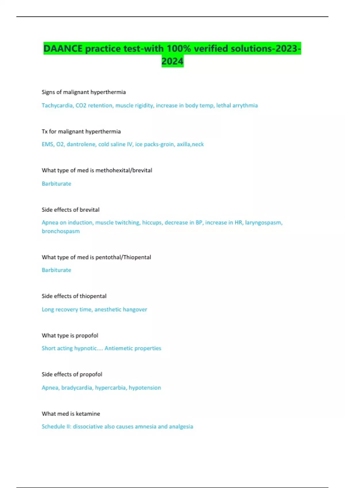 DAANCE practice test-with 100% verified solutions- - DAANCE - Stuvia US