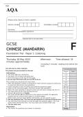 AQA GCSE CHINESE (MANDARIN) Foundation Tier Paper 1 MAY 2023 QUESTION ...