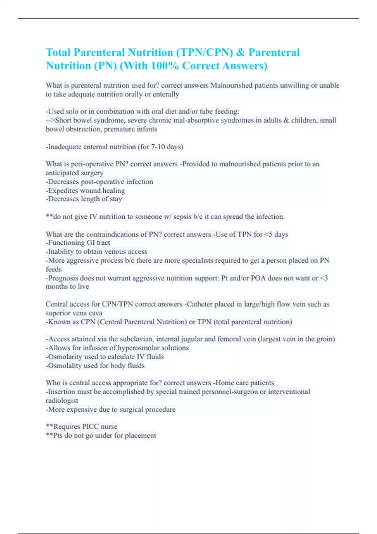 Total Parenteral Nutrition (TPN/CPN) & Parenteral Nutrition (PN) (With ...