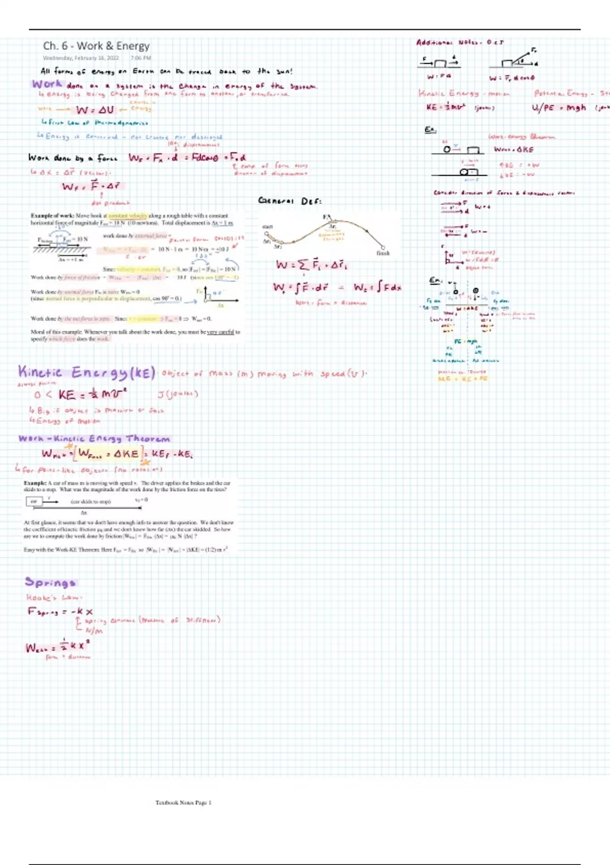 Summary Physics 1: Work & Energy - PHYS 1110 (PHYS1110) - Stuvia US