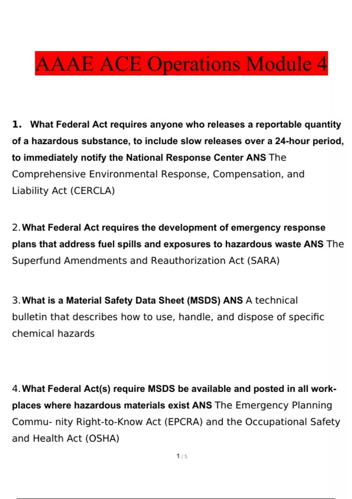AAAE ACE Operations Module 4 Questions with Correct Answers - AAAE ACE ...