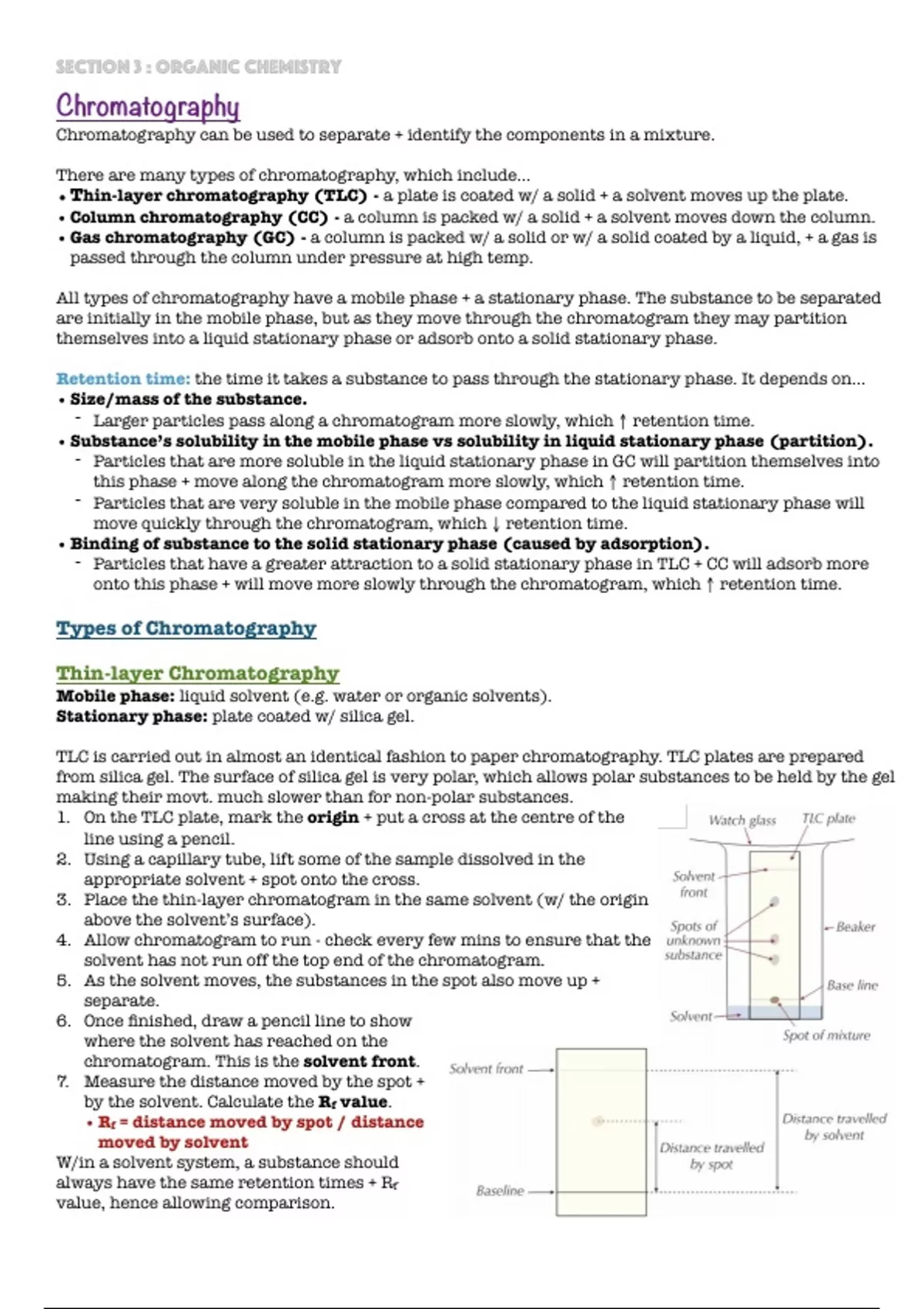 Summary notes for AQA A-Level Chemistry Unit 3.3.16 - Chromatography (A ...