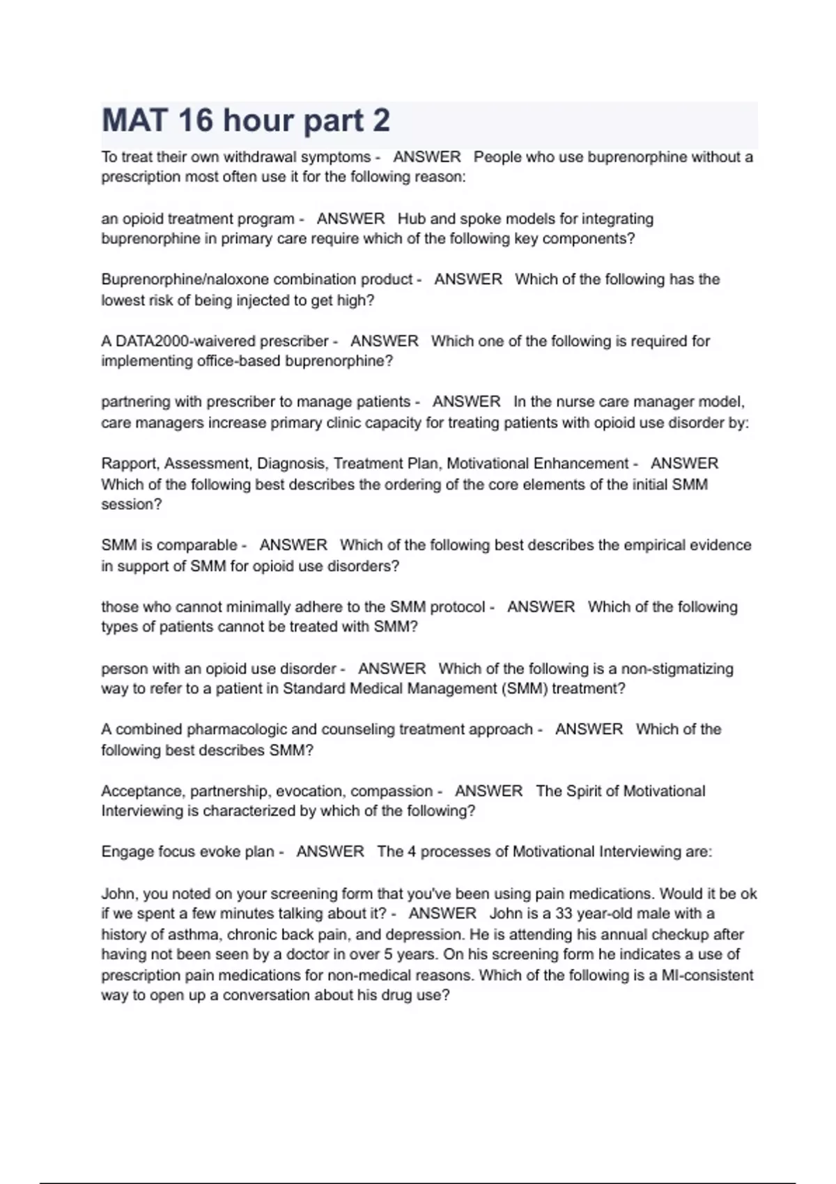 MAT 16 hour part 2; QUESTIONS AND ANSWERS 100 % CORRECT (2023) - MAT 16 ...