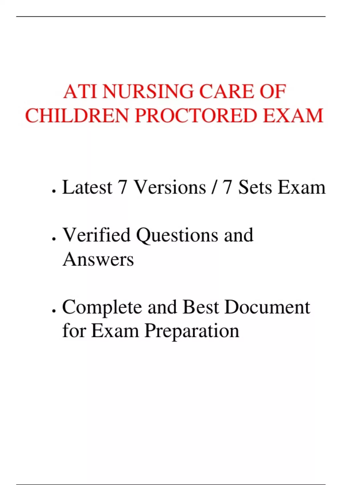 2023 ATI RN Nursing Care of Children Proctored Exam (7 Latest Versions ...