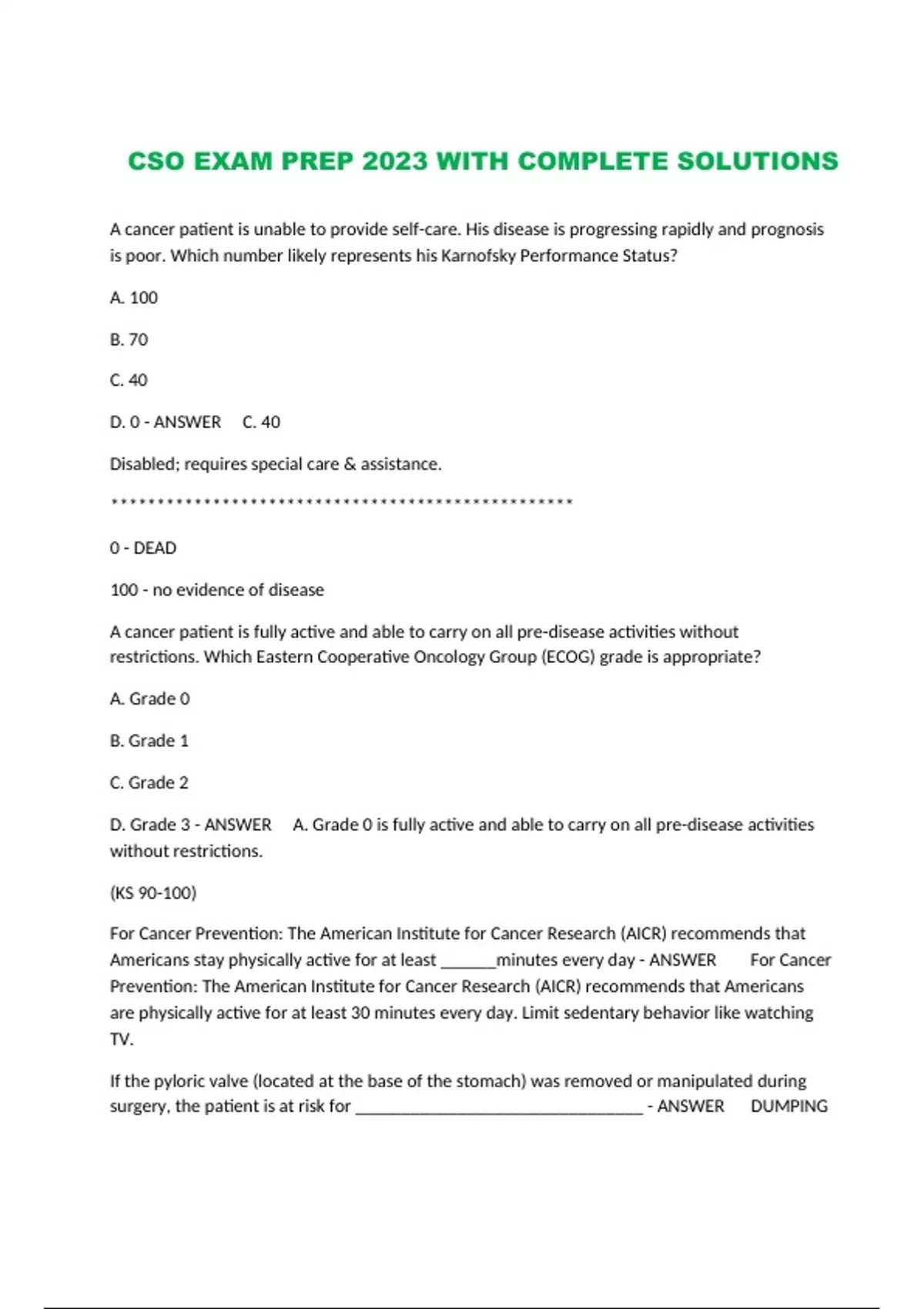 Cso Exam 2023 With Questions And Answers And Cso Exam Prep 2023 With Complete Solutions Stuvia Us