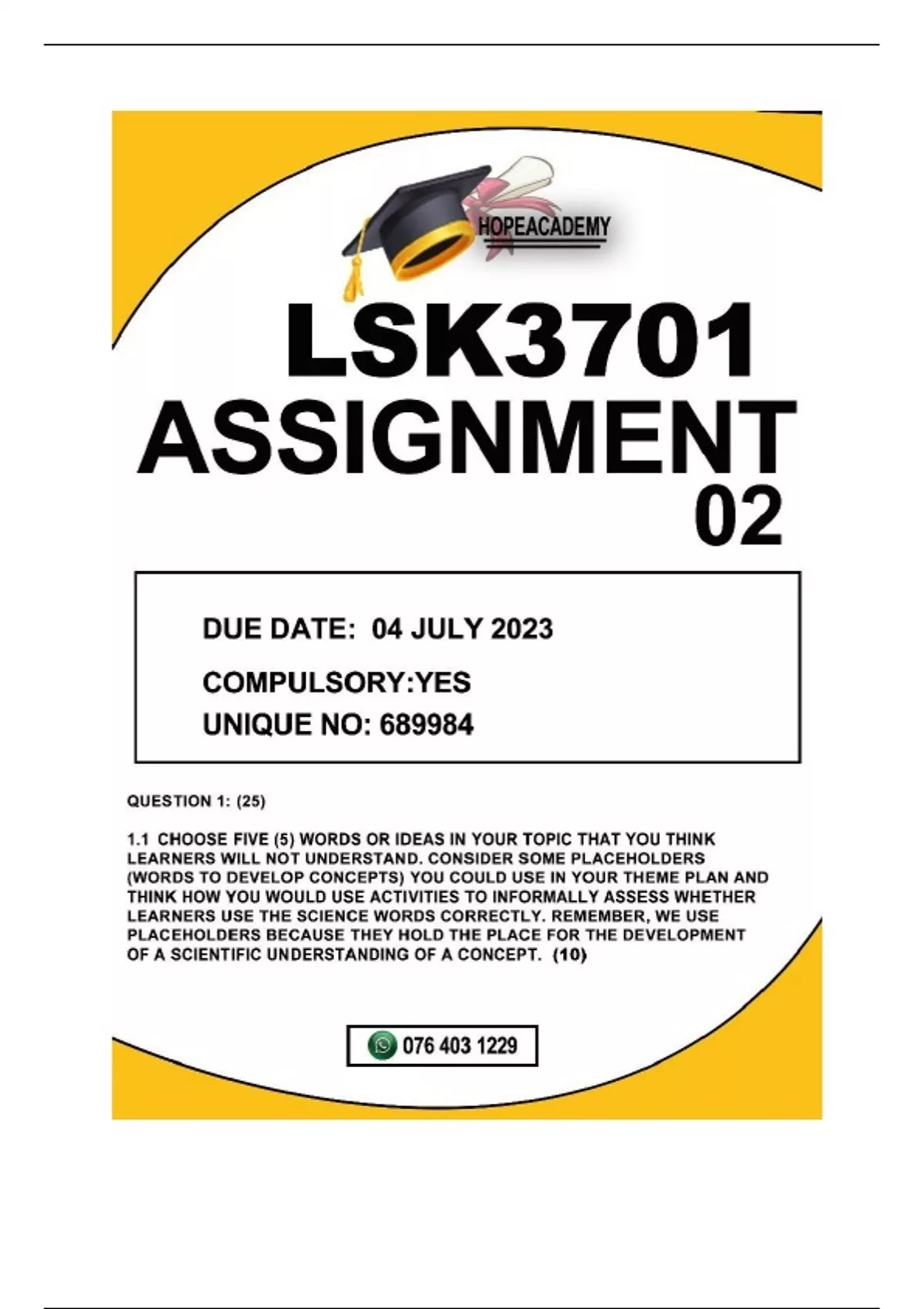 LSK3701 ASSIGNMENT 2 2023 - MIP1502 (LSK3701) - Stuvia SA