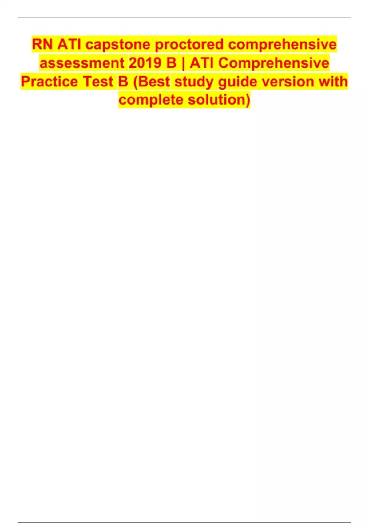 RN ATI capstone proctored comprehensive assessment 2019 B | ATI ...
