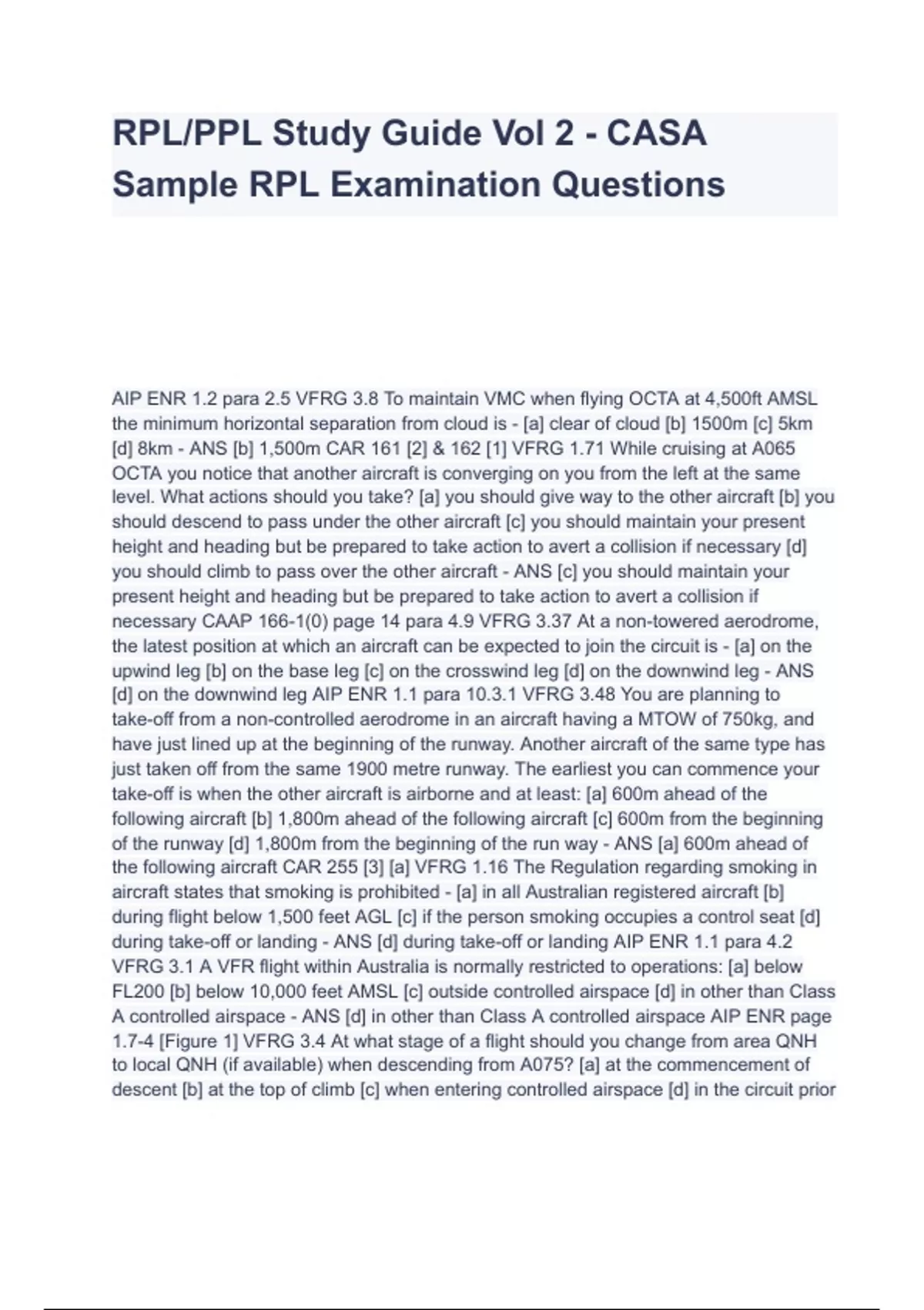 CASA Questions & Answers 2023 (A+ GRADED 100% VERIFIED) - CASAL 1 ...