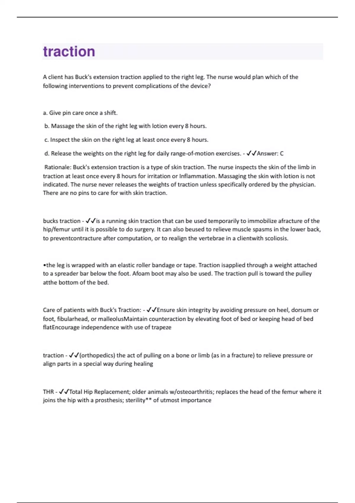 traction| Questions with 100% Correct Answers | verified | 2023 ...