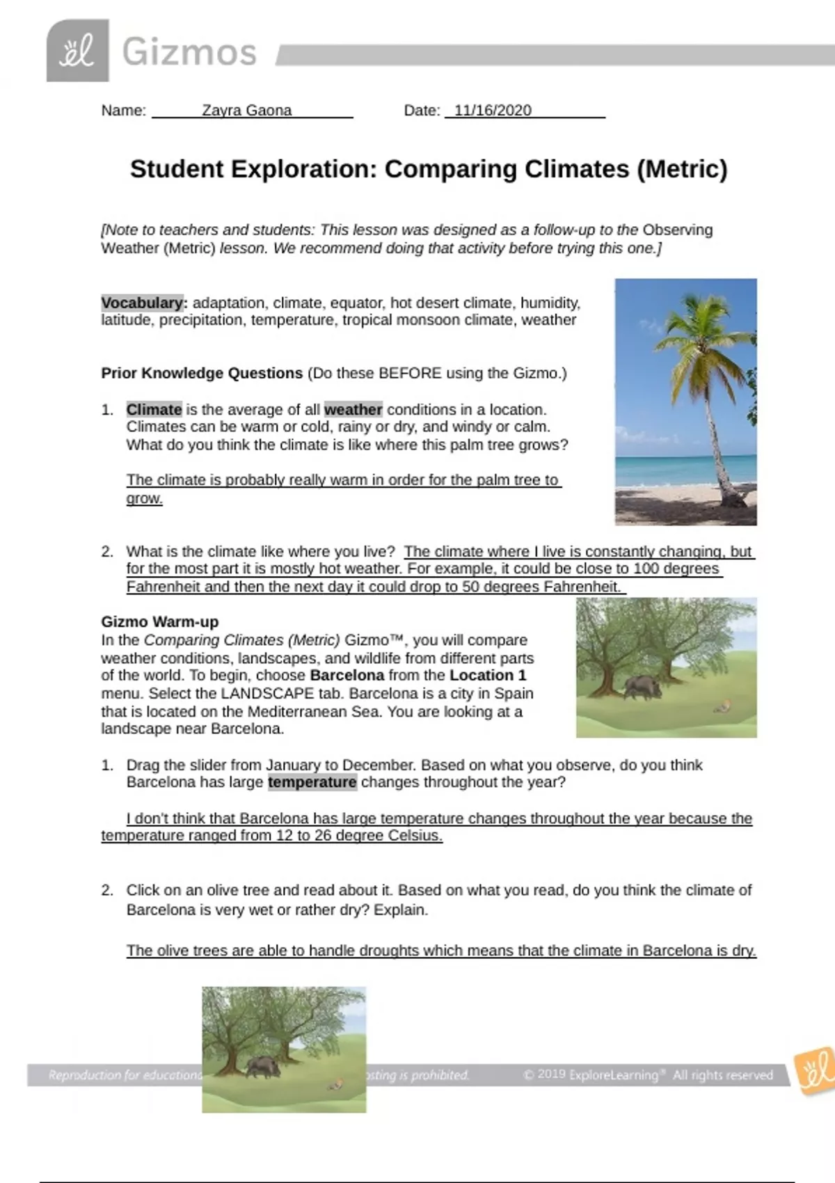 Comparing Climates (Metric) gizmos exam with solutions - Gizmos - Stuvia US