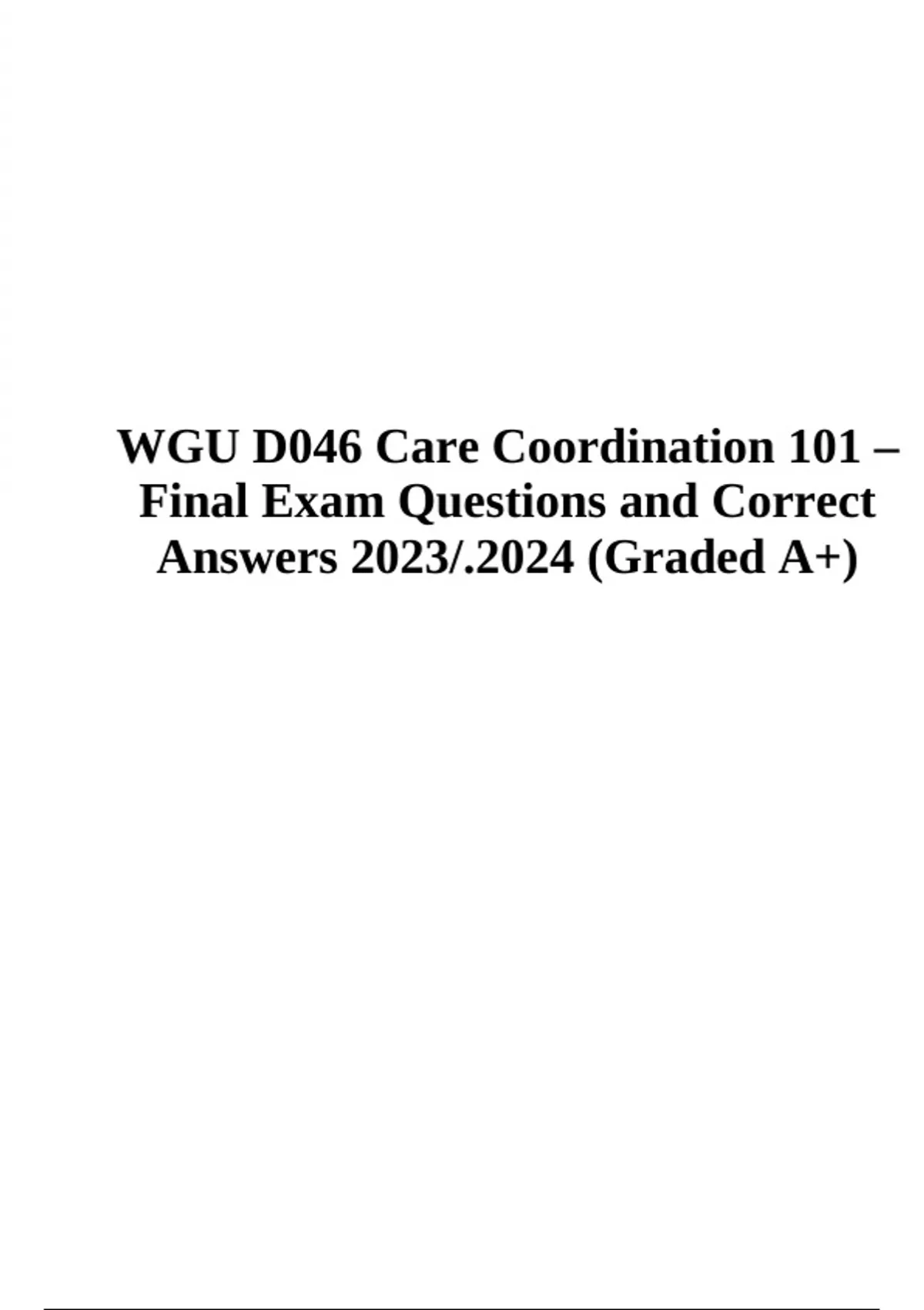 Wgu D046 Exam Questions And Answers Latest Updated 2023 2024 Wgu D046
