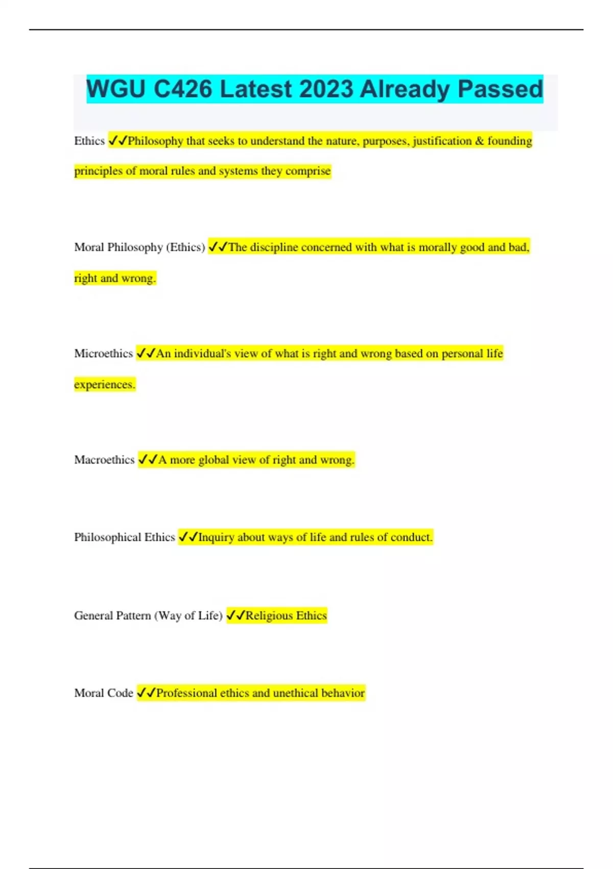 WGU C426 Bundled Exams Questions and Answers 100% Pass - Stuvia US