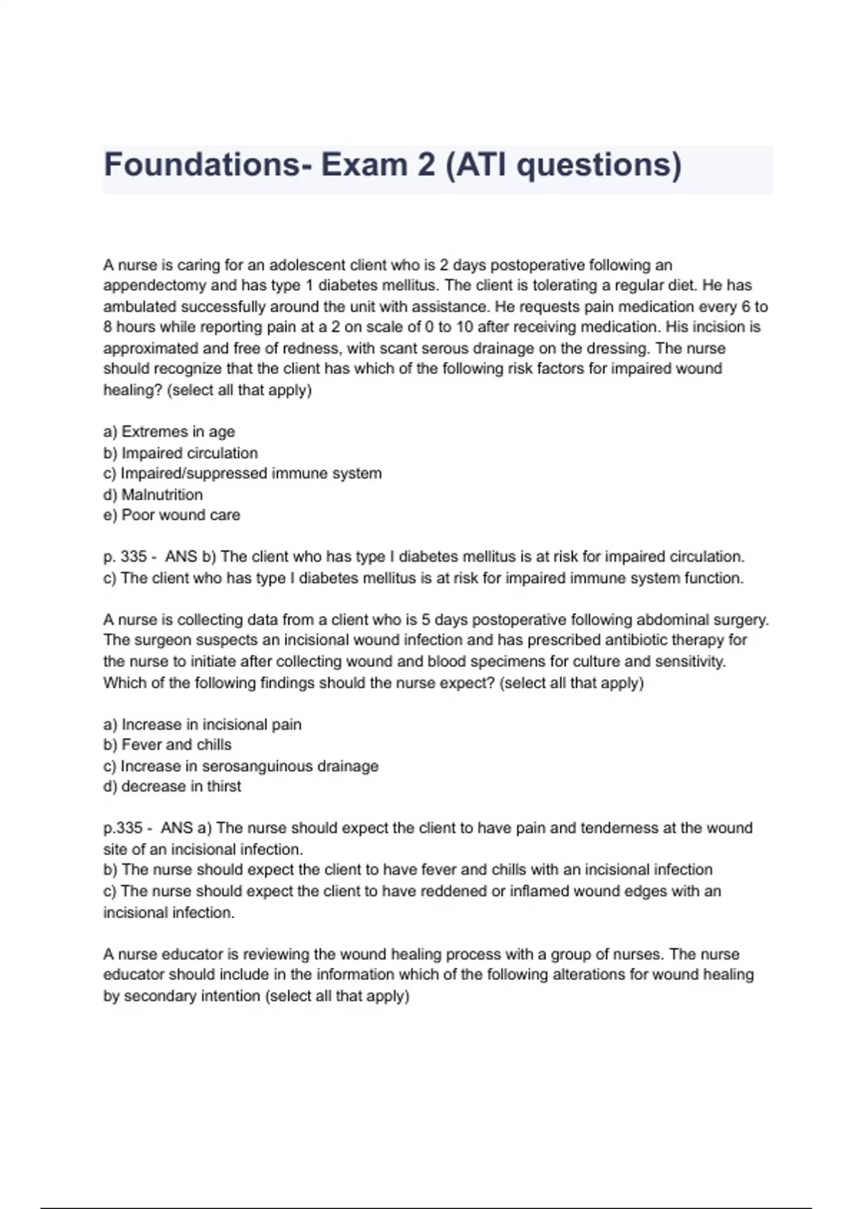Foundations- Exam 2 (ATI questions & Answers 2023 ( A+ GRADED 100% ...