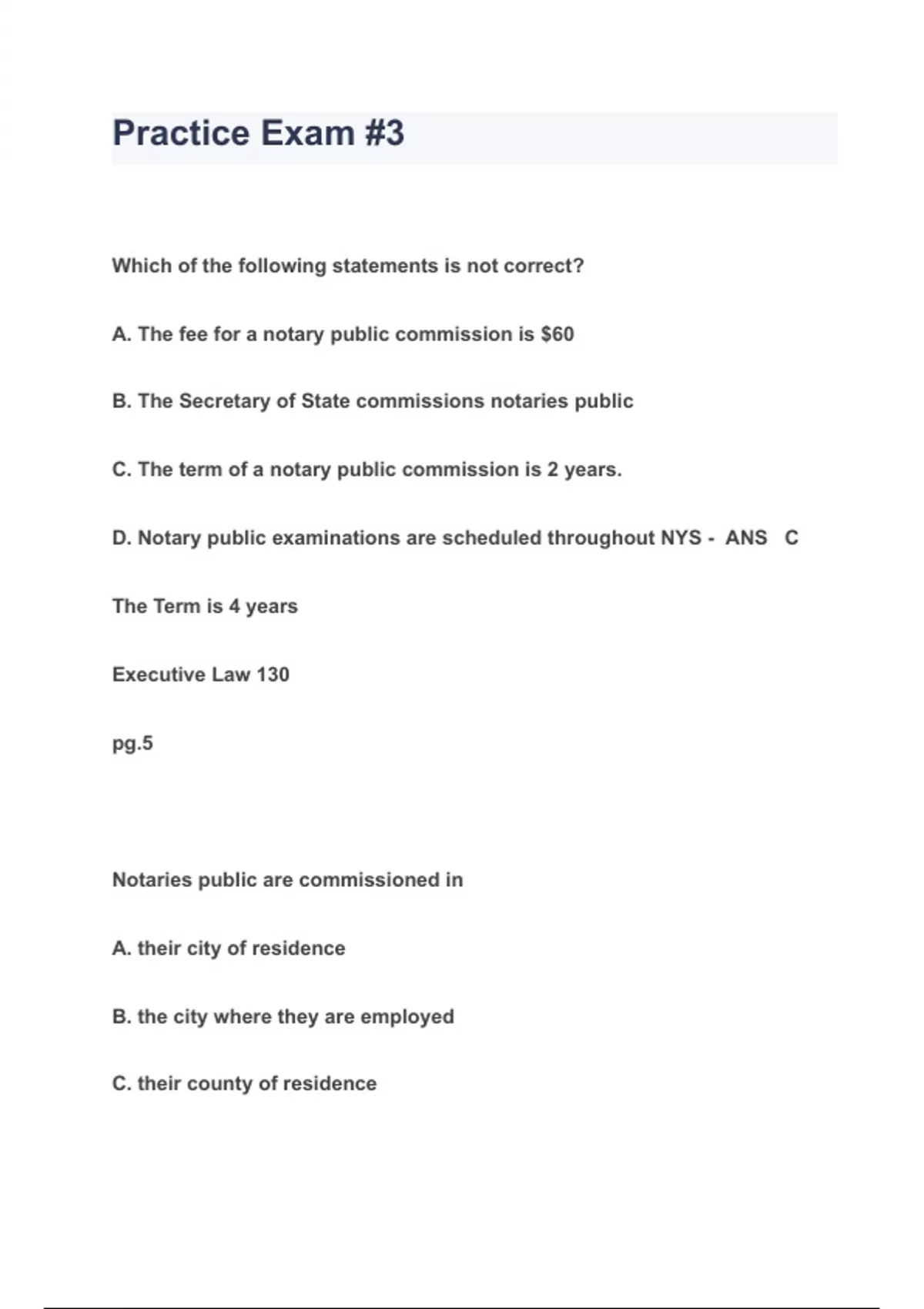 Notary Law Practice Exam #3 QUESTIONS & ANSWERS 2023 ( A+ GRADED 100% ...