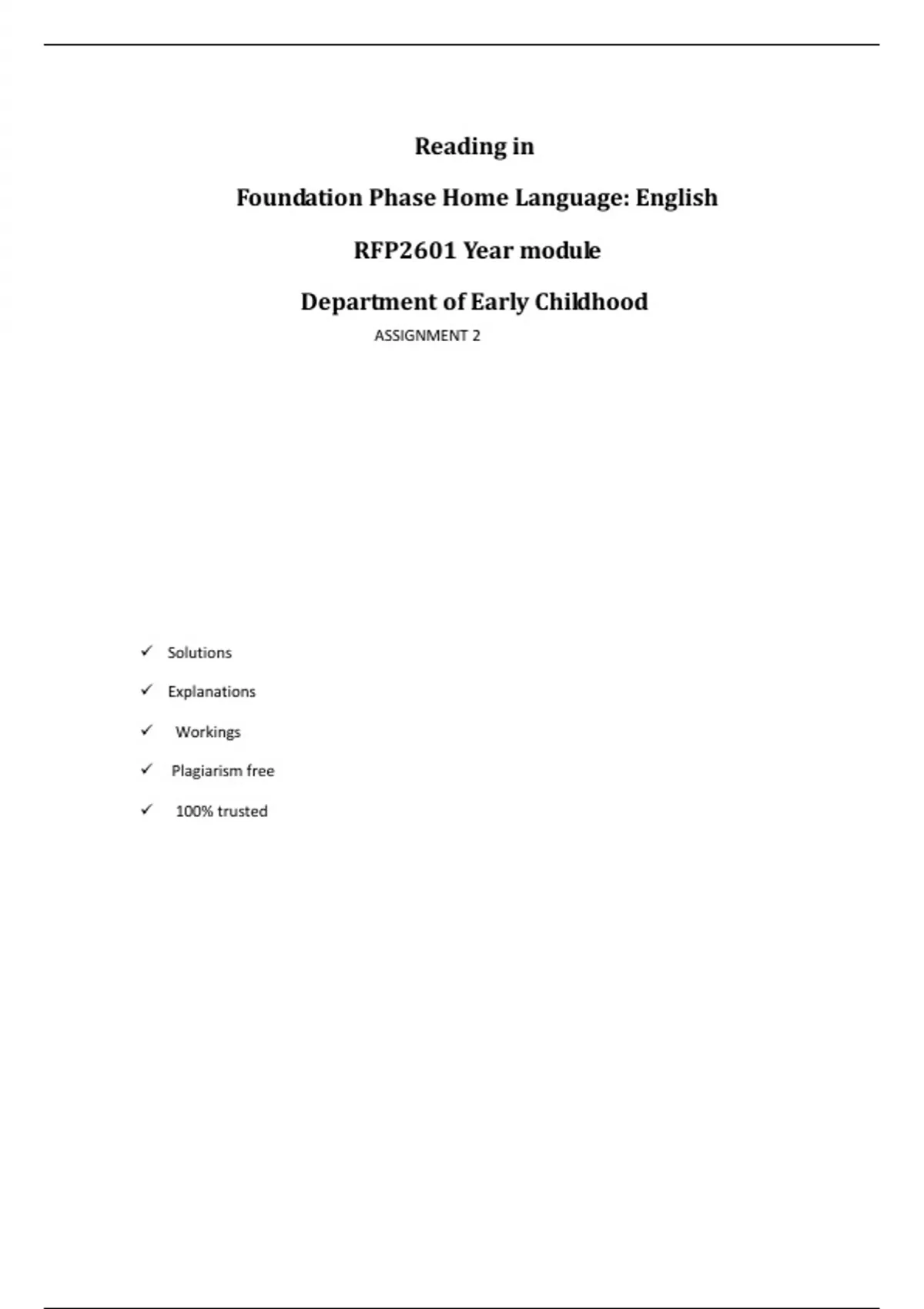 Answers for RFP 2601 assignment 2 for 2023 - RFP2601 (RFP2601) - Stuvia SA