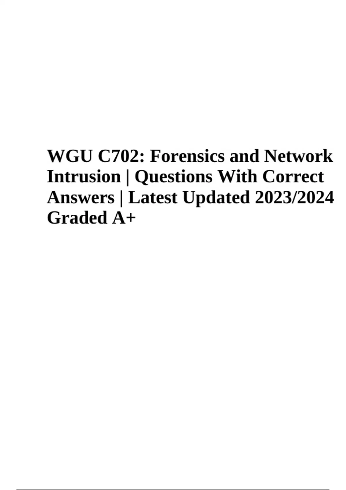 WGU C702 Questions With Correct Answers | Latest Updated 2023/2024 ...