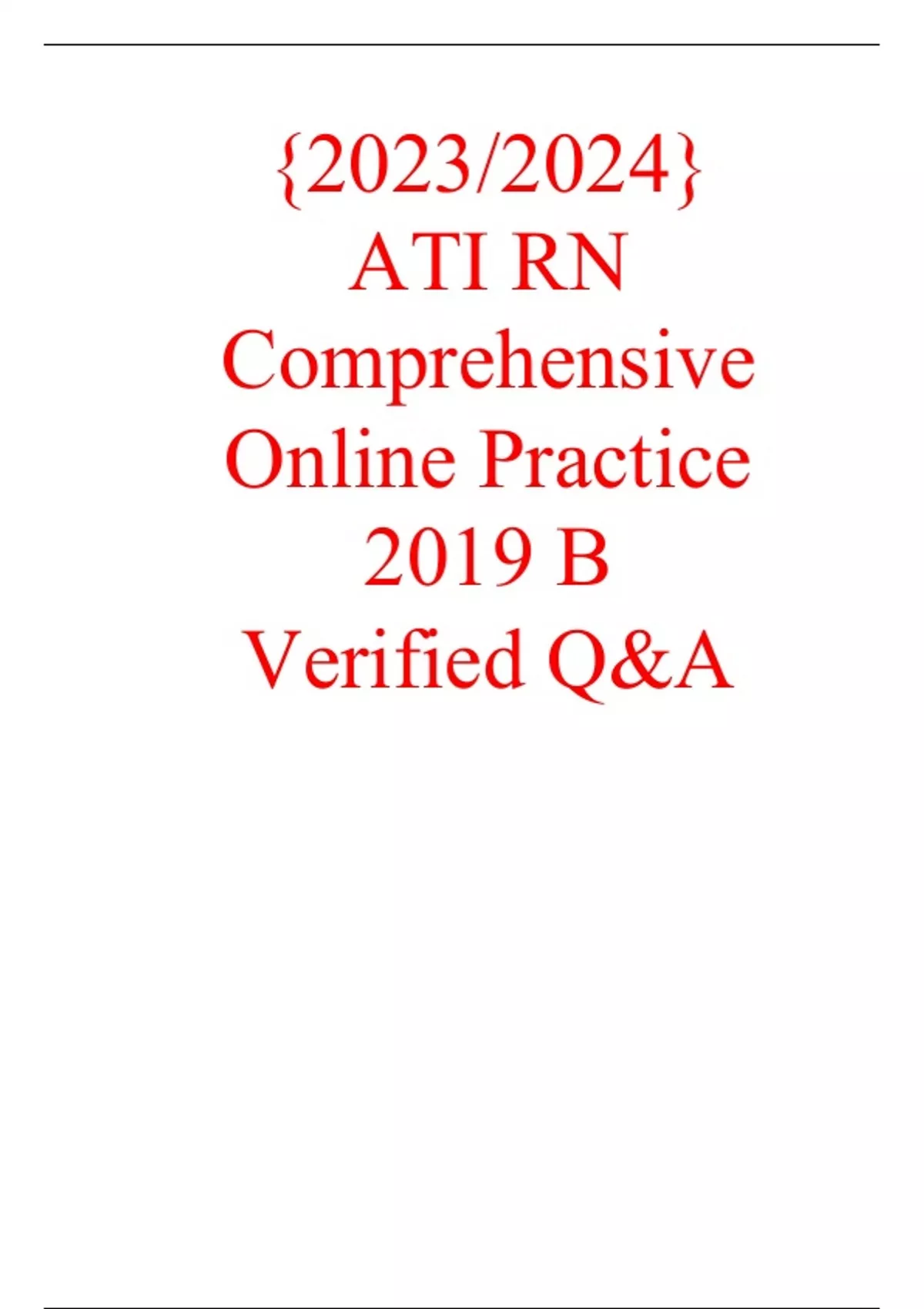 ATI RN Comprehensive Predictor 2019 Practice A Updated 2023/2024 - RN ...