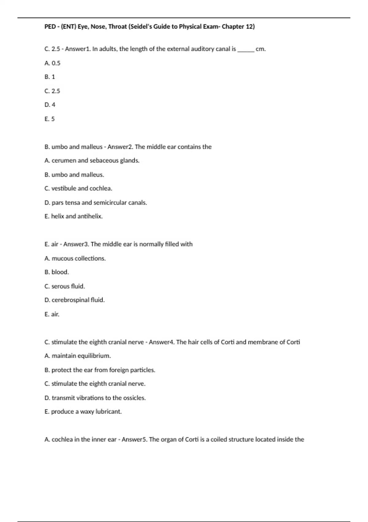 PED - (ENT) Eye, Nose, Throat (Seidel's Guide to Physical Exam- Chapter ...