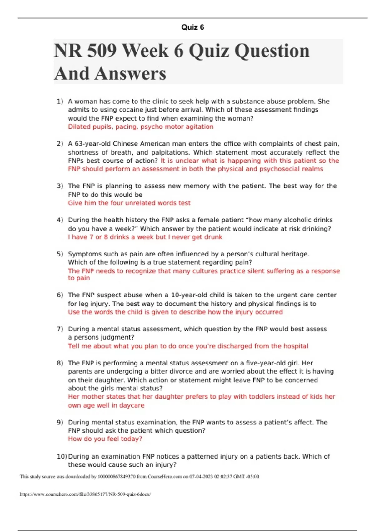 NR 509 Week 6 Quiz Question And Answers - _NR 509 - Stuvia US