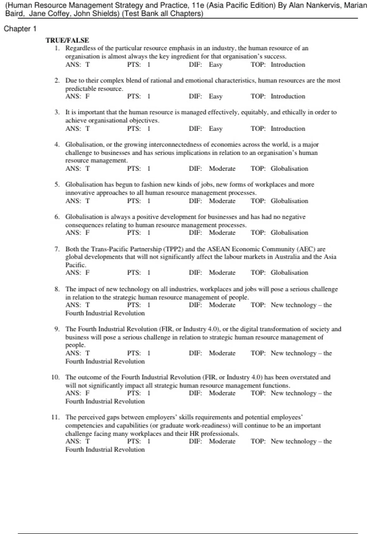 Human Resource Management Strategy and Practice 11th Edition (Asia ...