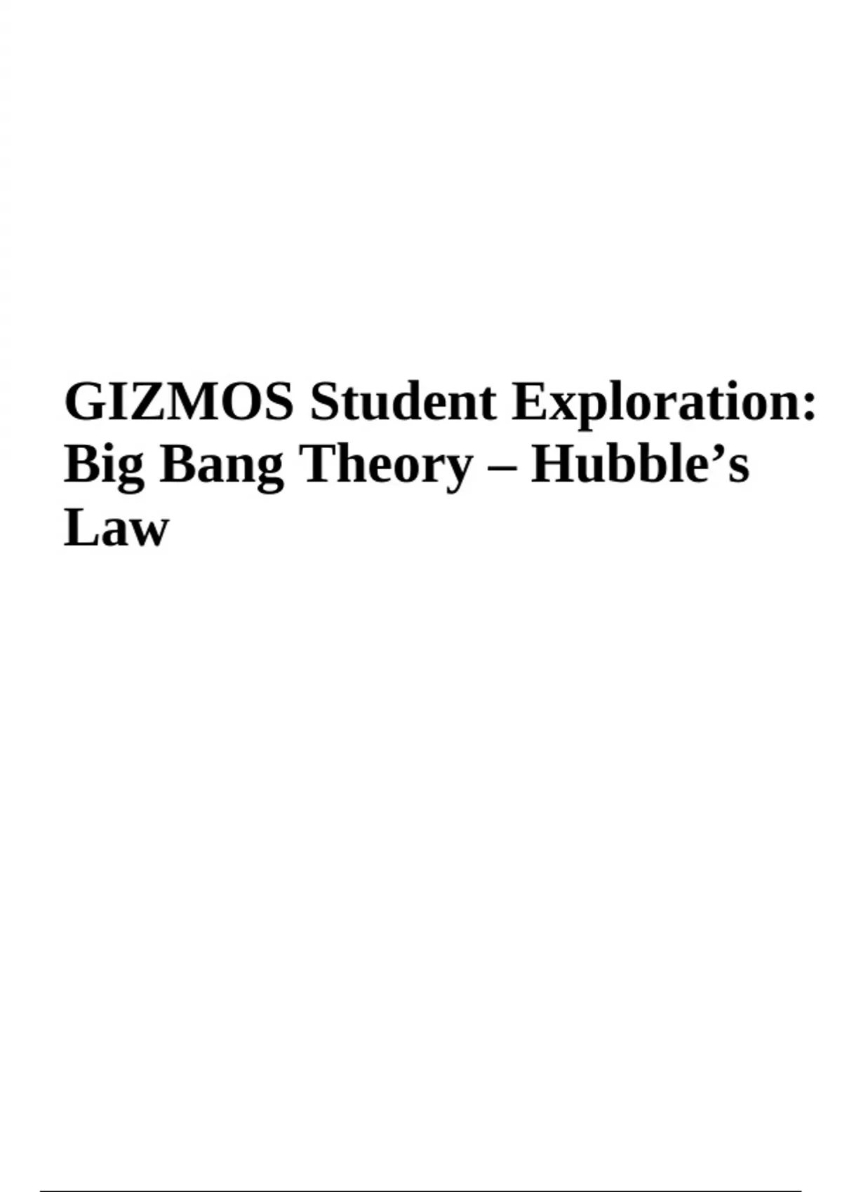 GIZMOS Student Exploration: Big Bang Theory – Hubble’s Law 2023 ...