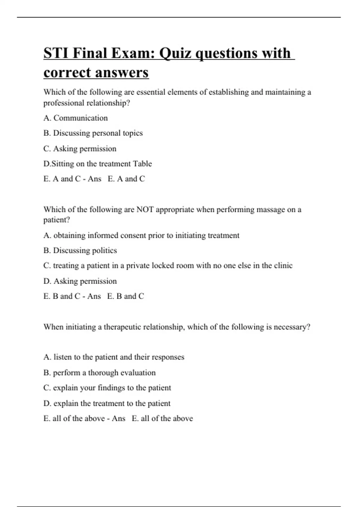 STI Final Exam: Quiz questions with correct answers - STI - Stuvia US