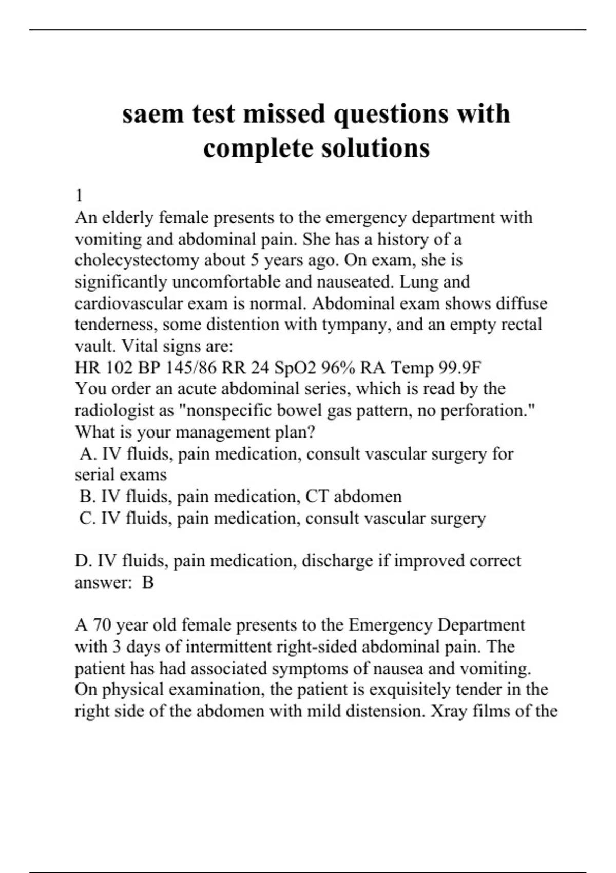 saem test missed questions with complete solutions - Saem - Stuvia US