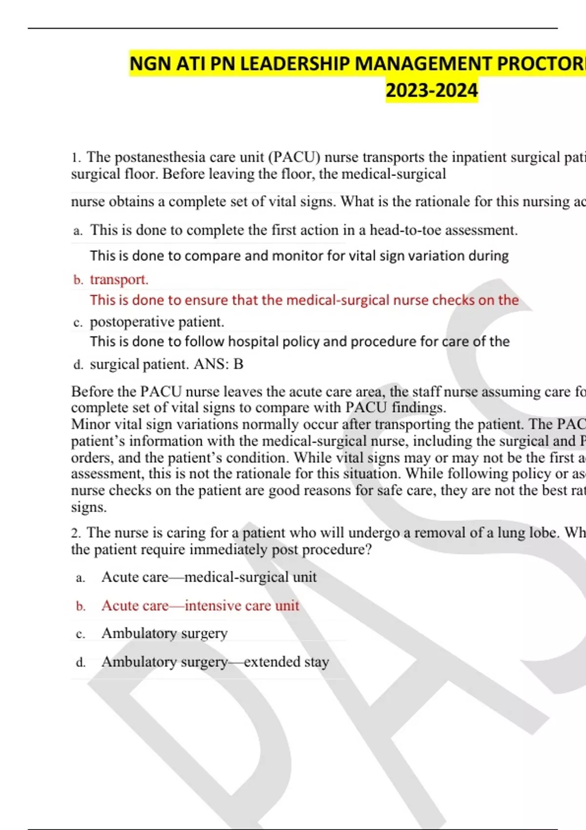 NGN ATI PN LEADERSHIP MANAGEMENT PROCTORED EXAM LATEST - NGN ATI PN L ...
