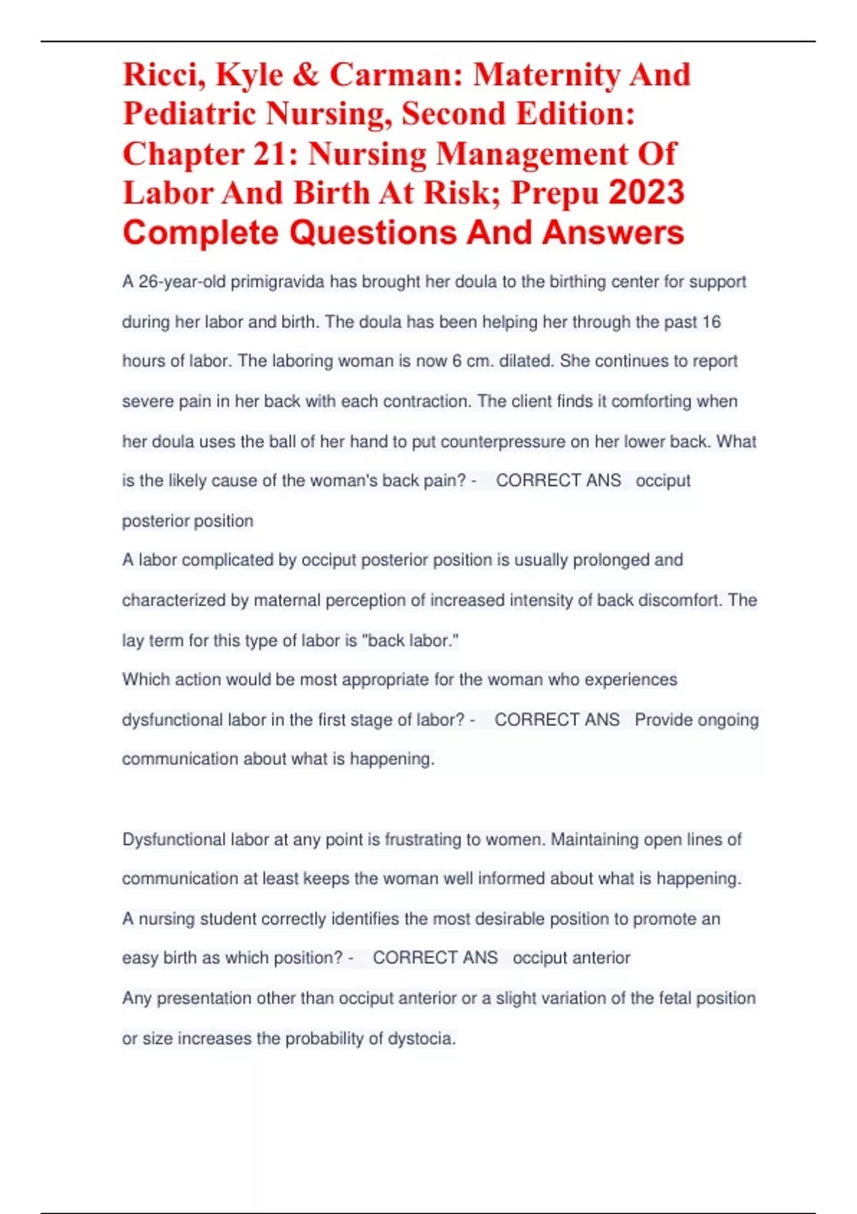 Ricci, Kyle & Carman: Maternity And Pediatric Nursing, Second Edition ...