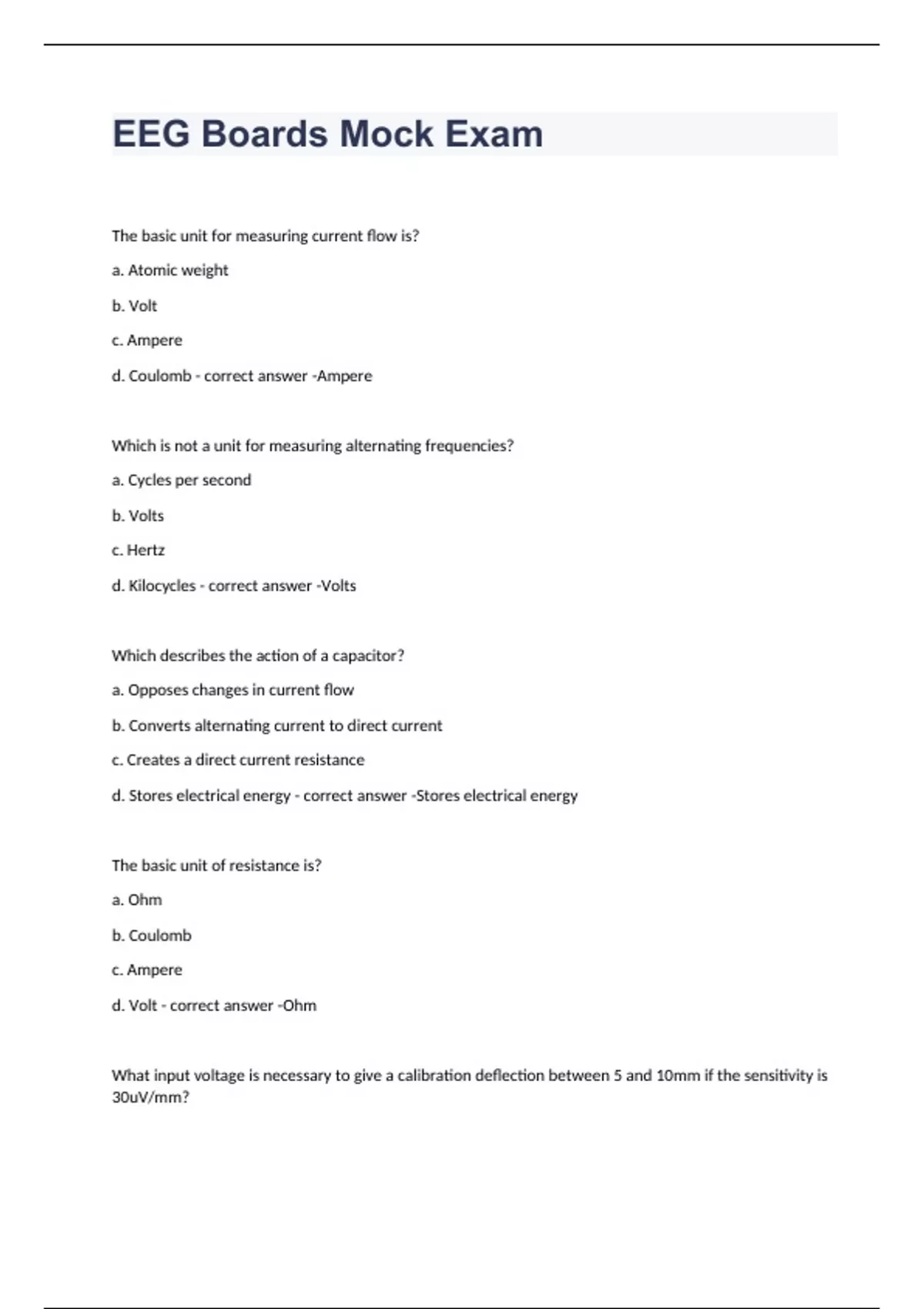EEG Boards Mock Exam 2023 with 100% correct answers - EEG Boards Mock ...