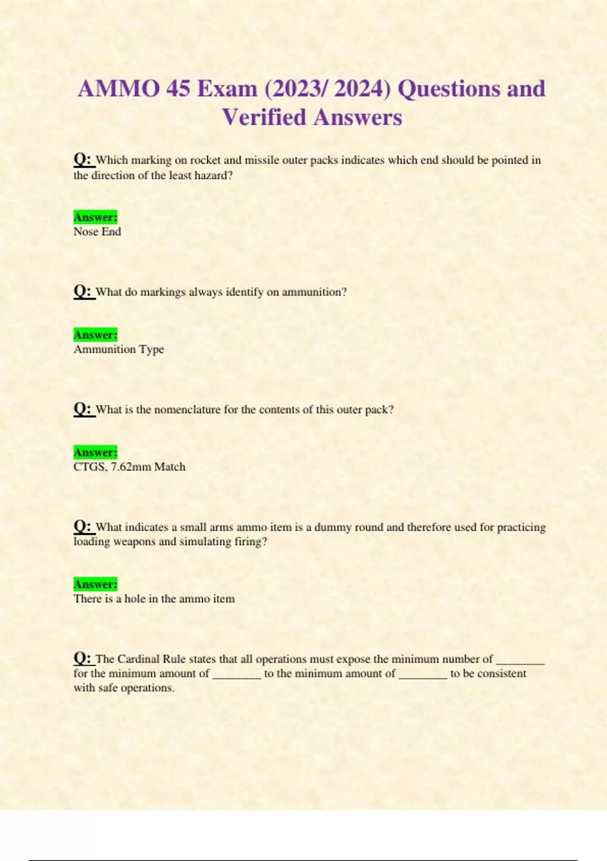 AMMO 45 Exams | ALL 2023/ 2024 LATEST UPDATES BUNDLED TOGETHER WITH ...