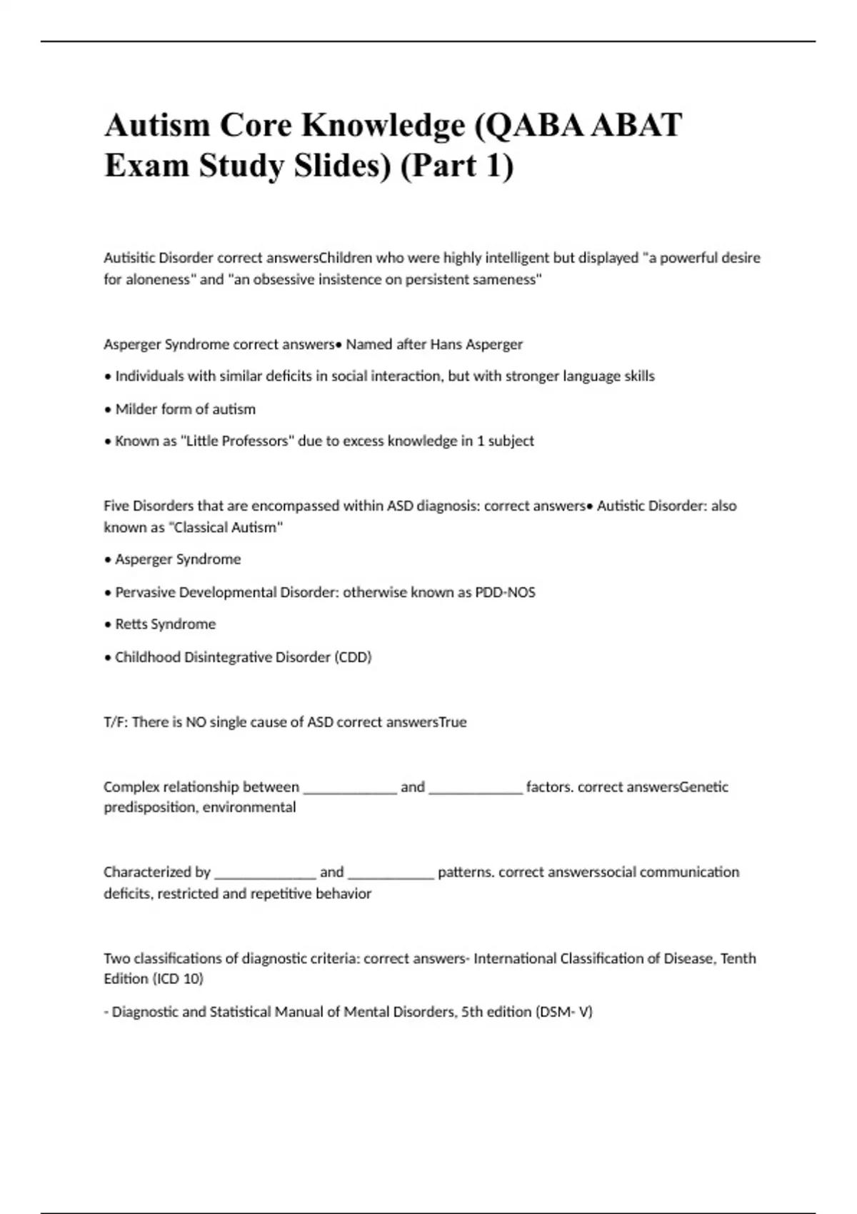 Autism Core Knowledge QABA ABAT Exam 2023 - Autism Core Knowledge ...