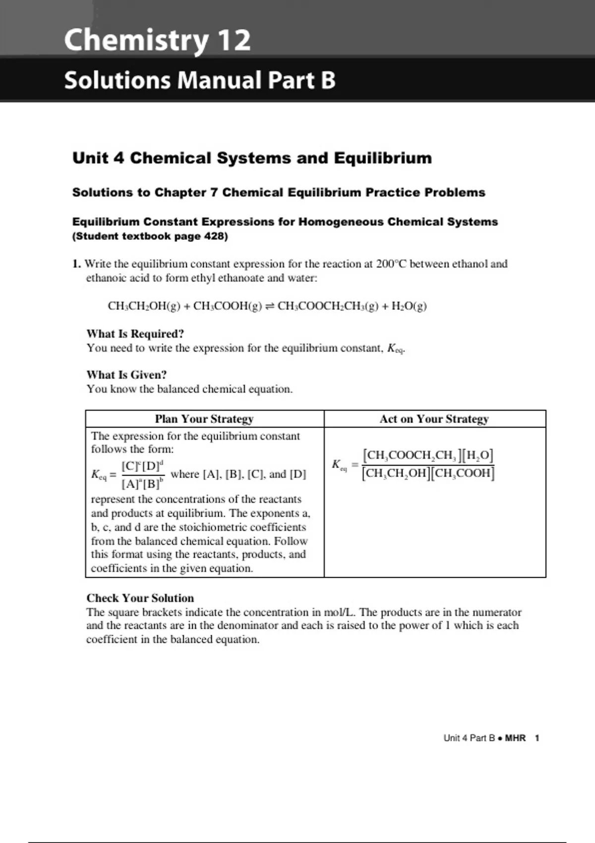Grade 12 Chemistry - Equilibrium Textbook Answers - Chemistry - Stuvia